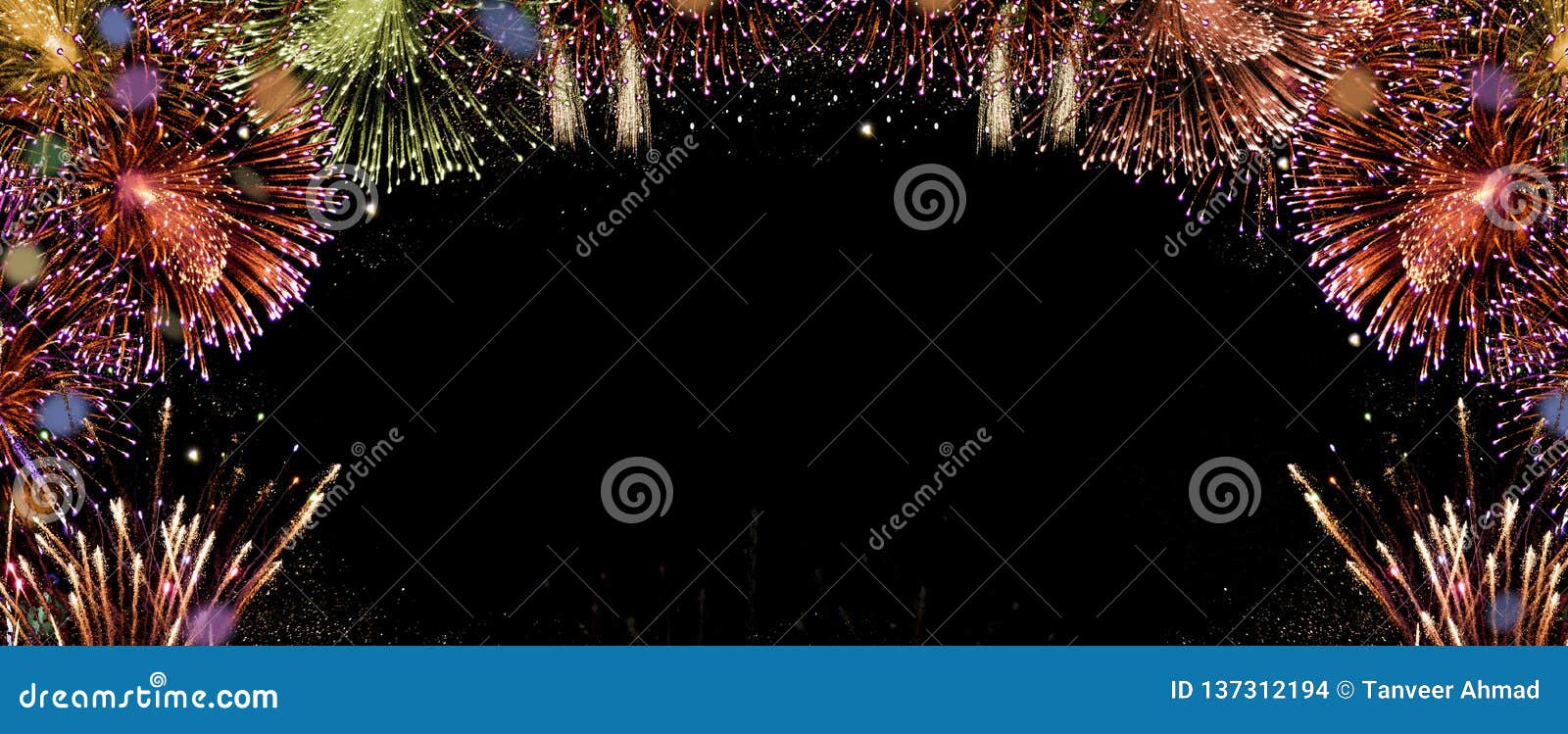Abstract Colorful Firework Banner Template with Copy Space Stock Photo ...