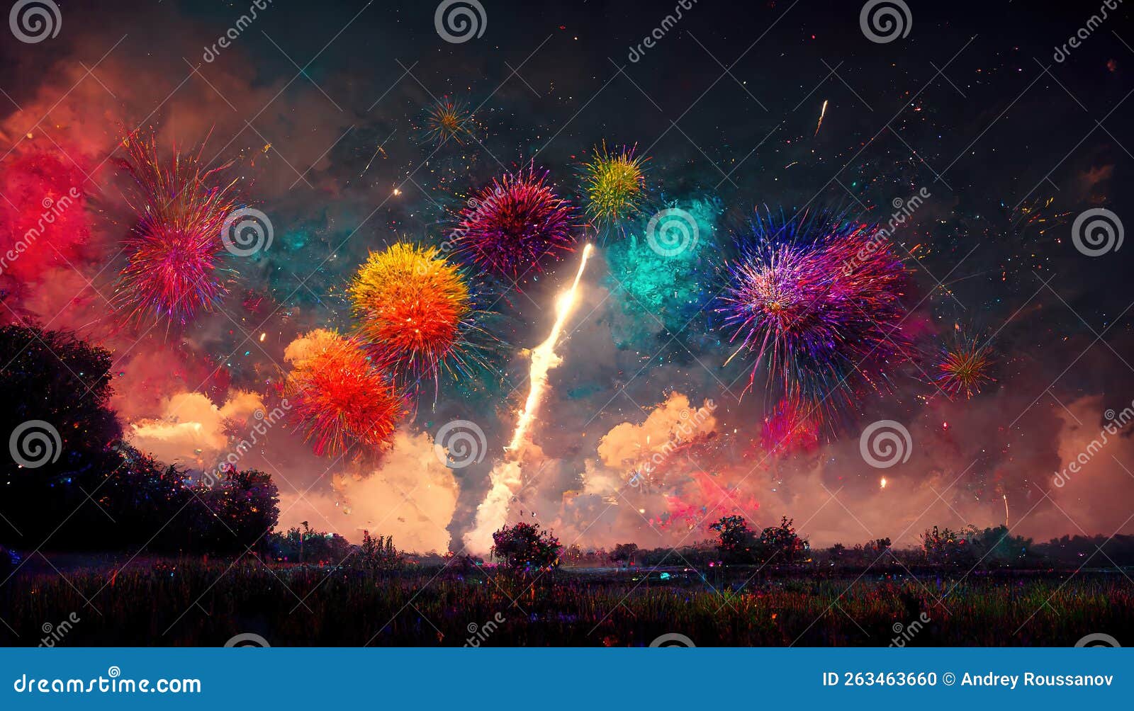 Abstract Colorful Fireworks. AI Render. Stock Illustration ...