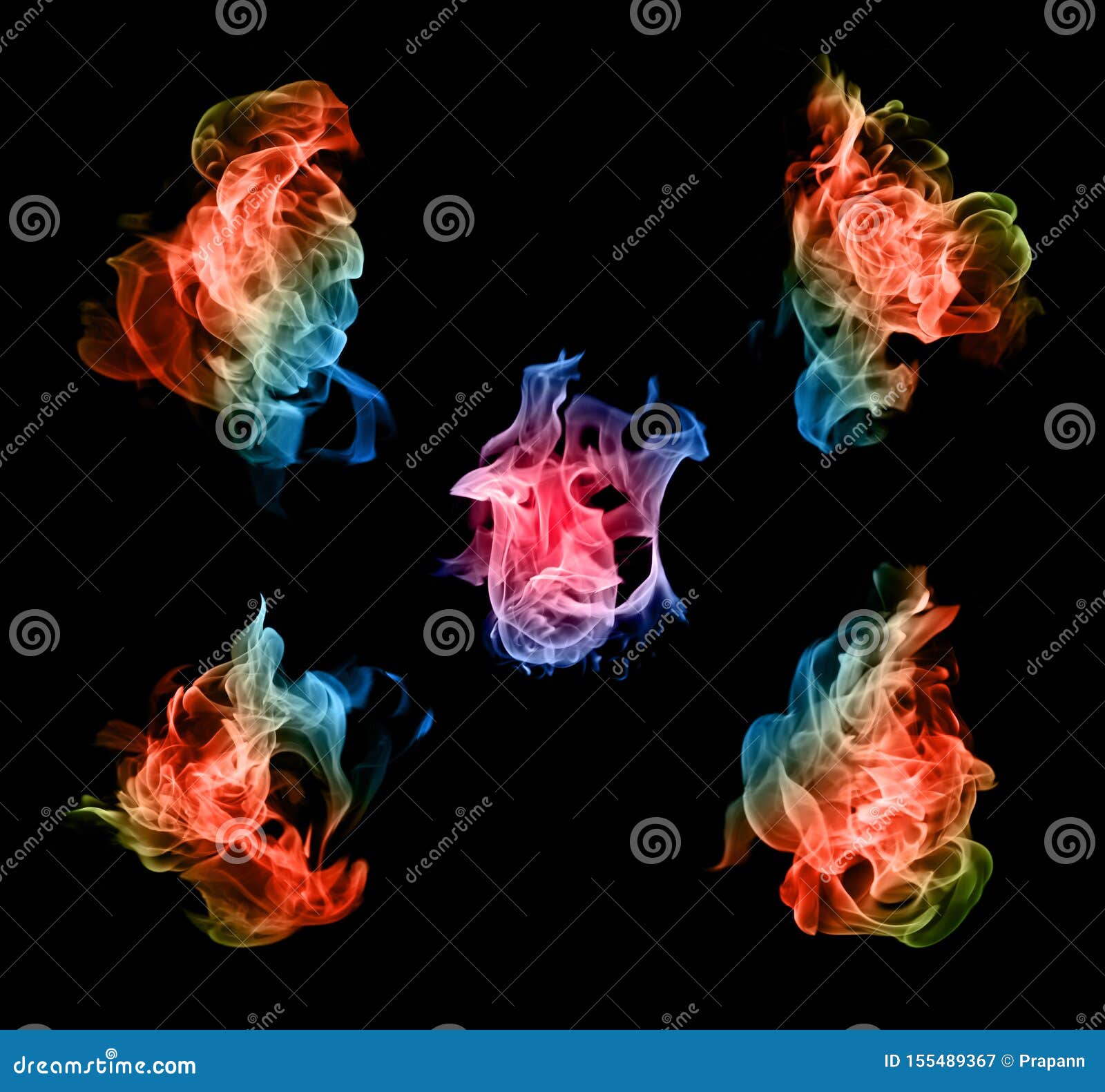 Abstract Colorful Flame Pattern Isolated on White Background Stock ...