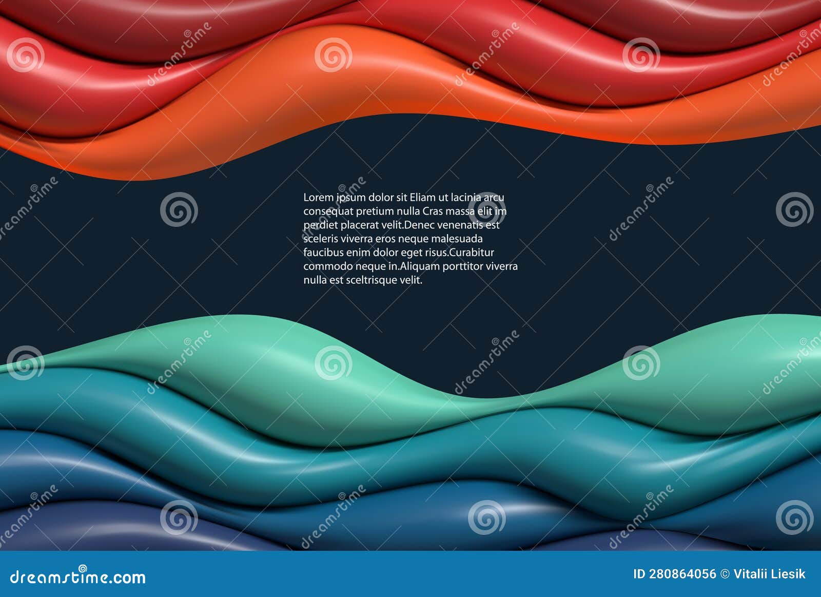 Abstract Colorful Flow Poster. Fluid Waveform.Colored Waves on a Dark ...