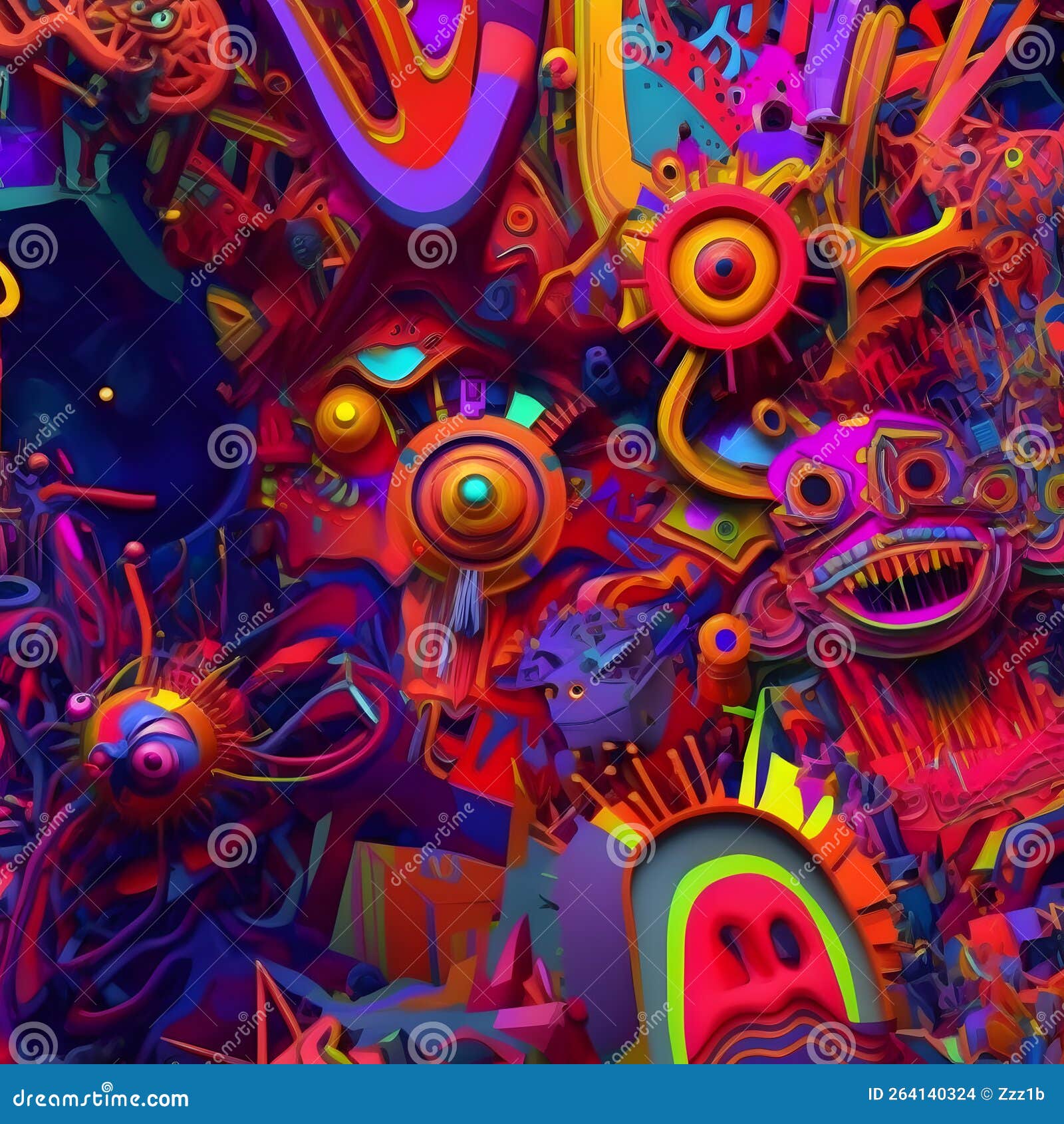 Abstract Colorful Fluorescent Neon Psychedelic Background, Neural ...