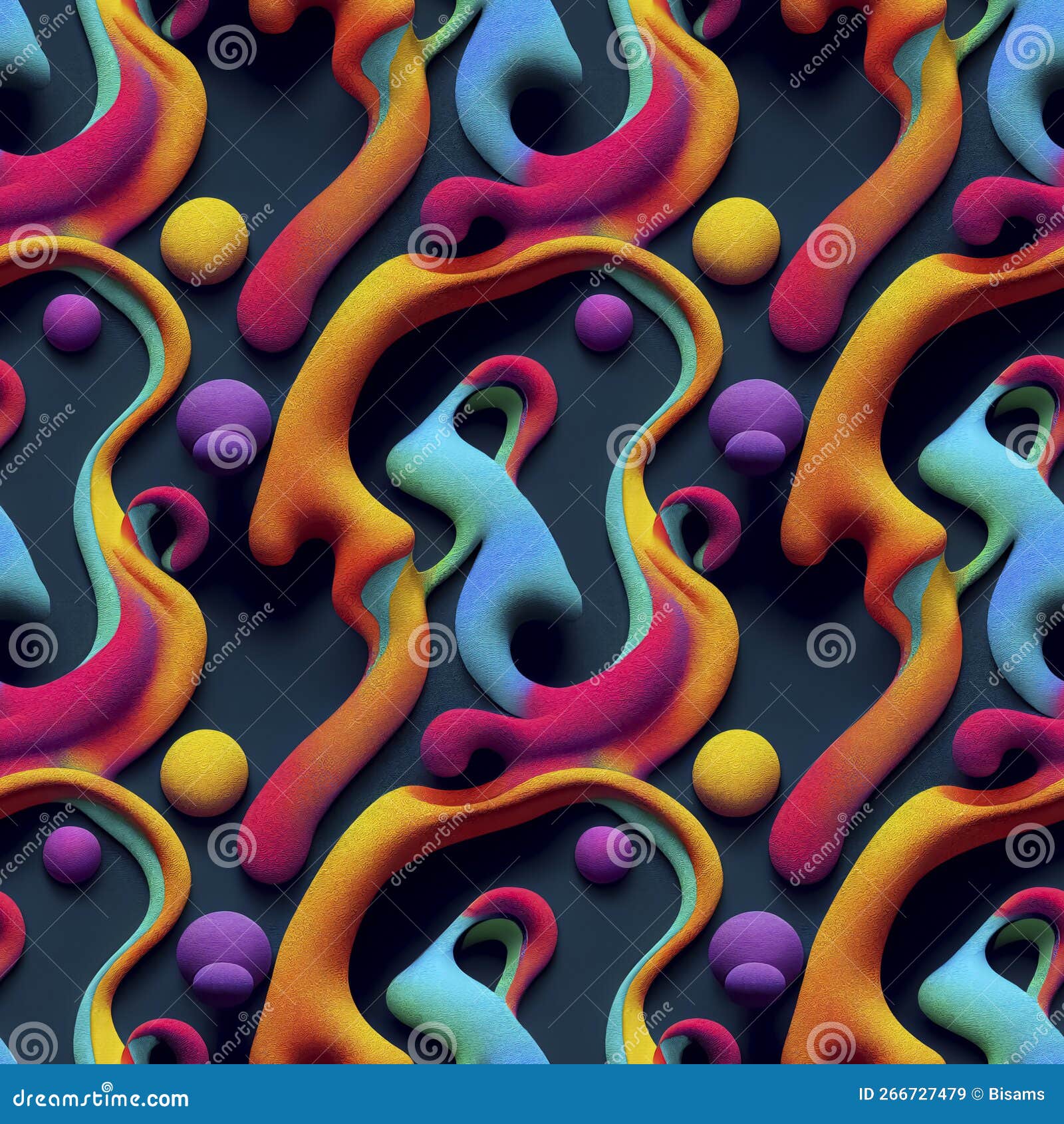 Abstract Colorful Funky Surreal Psychedelic Dynamic Liquid 3D Forms ...
