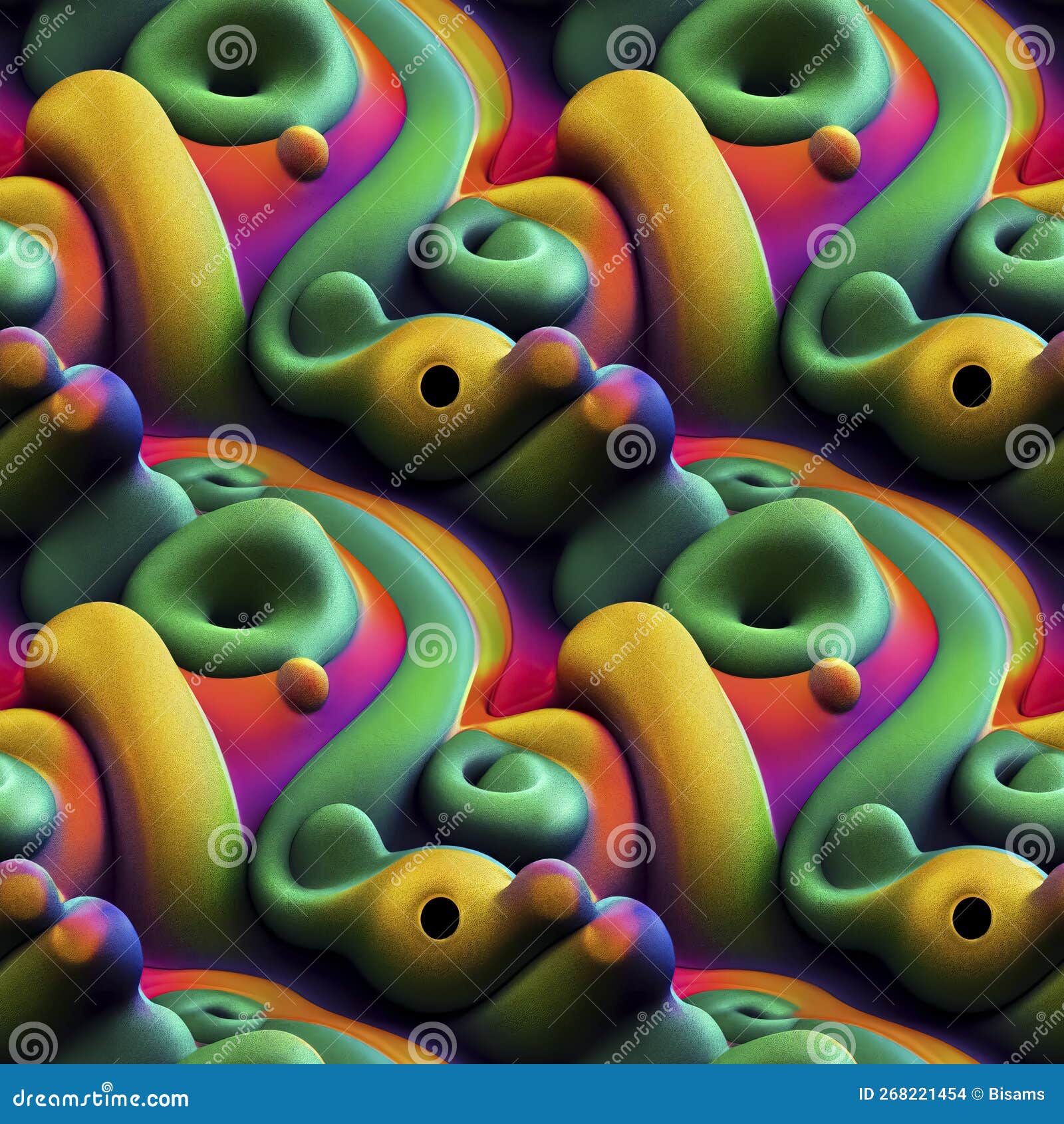 Abstract Colorful Funky Surreal Psychedelic Dynamic Liquid 3D Forms ...