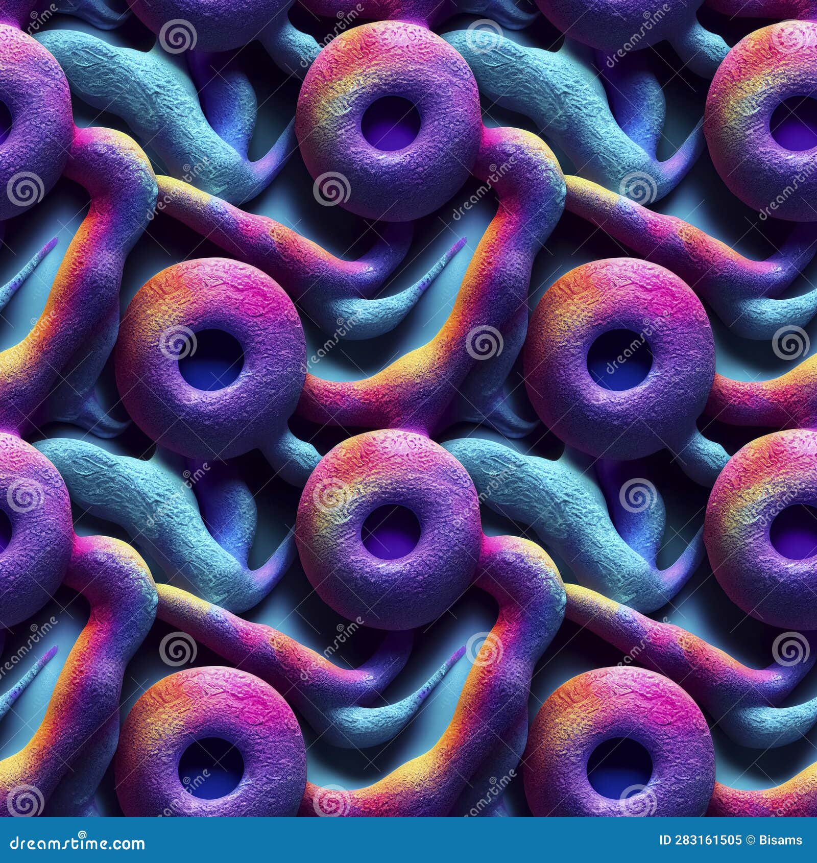 Abstract Colorful Funky Surreal Psychedelic Dynamic Liquid 3D Forms ...