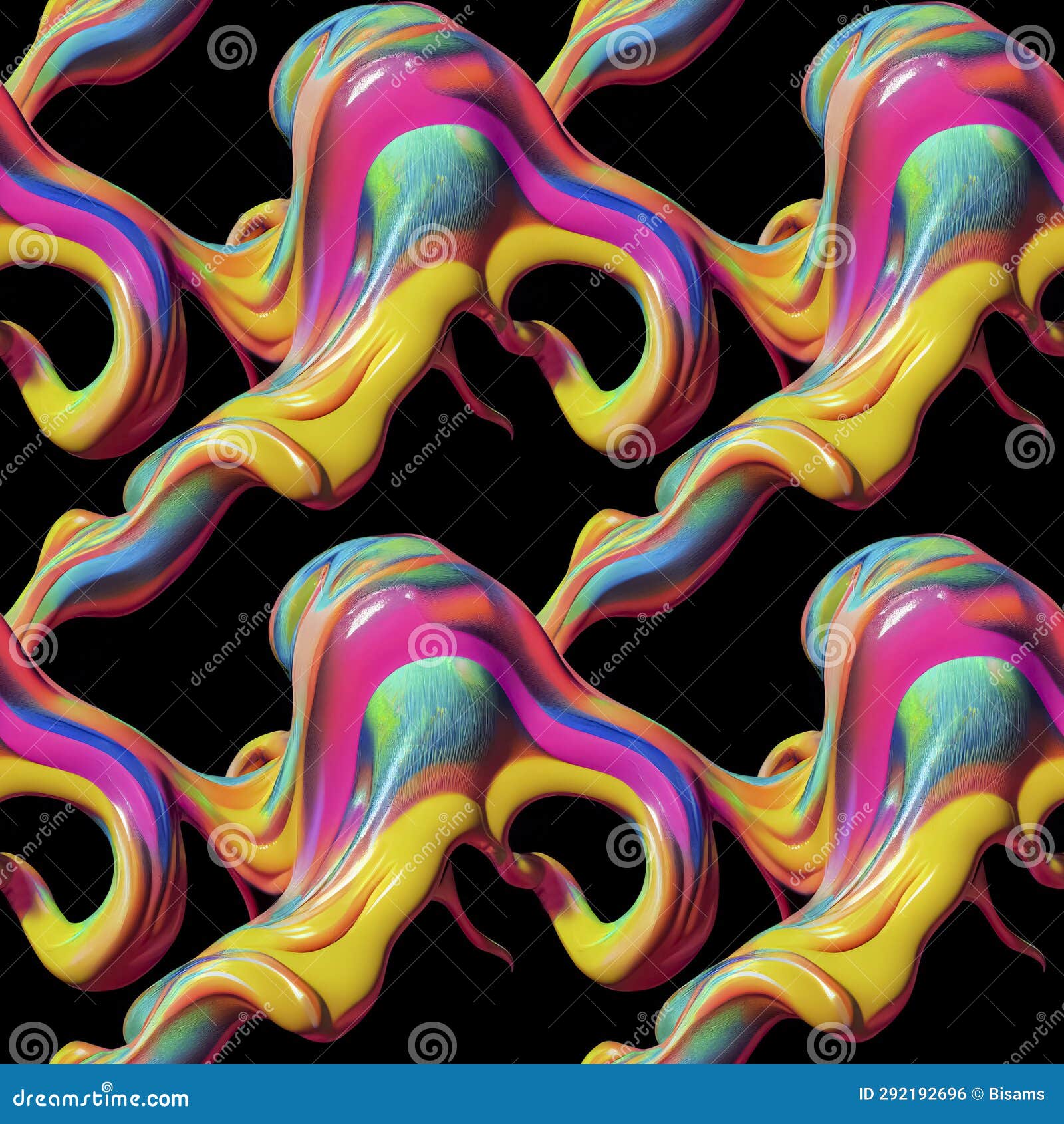 Abstract Colorful Funky Surreal Psychedelic Dynamic Liquid 3D Forms ...