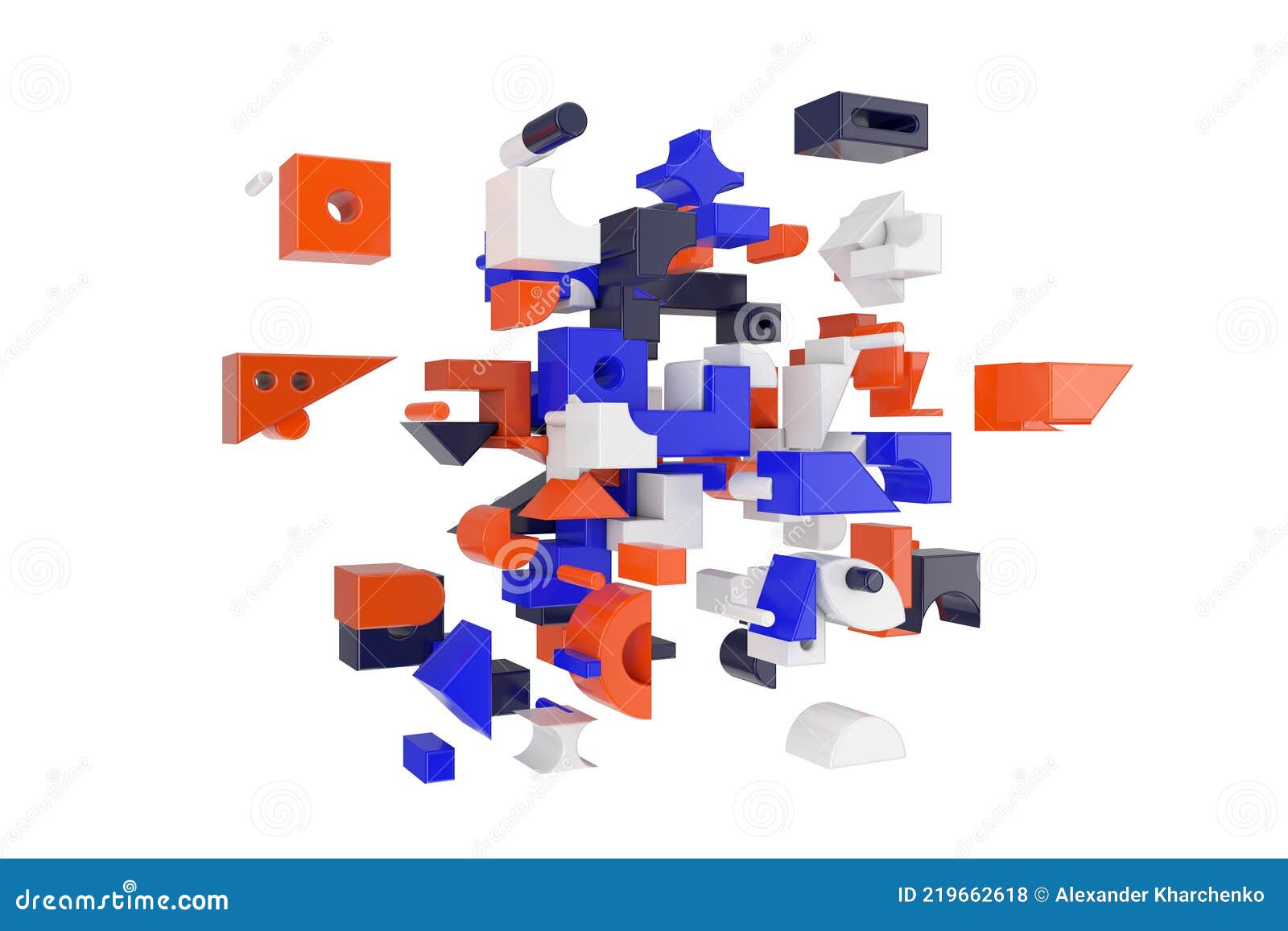 Abstract Colorful Geomerical Blocking Shapes Dynamic Moves 3d Rendering ...