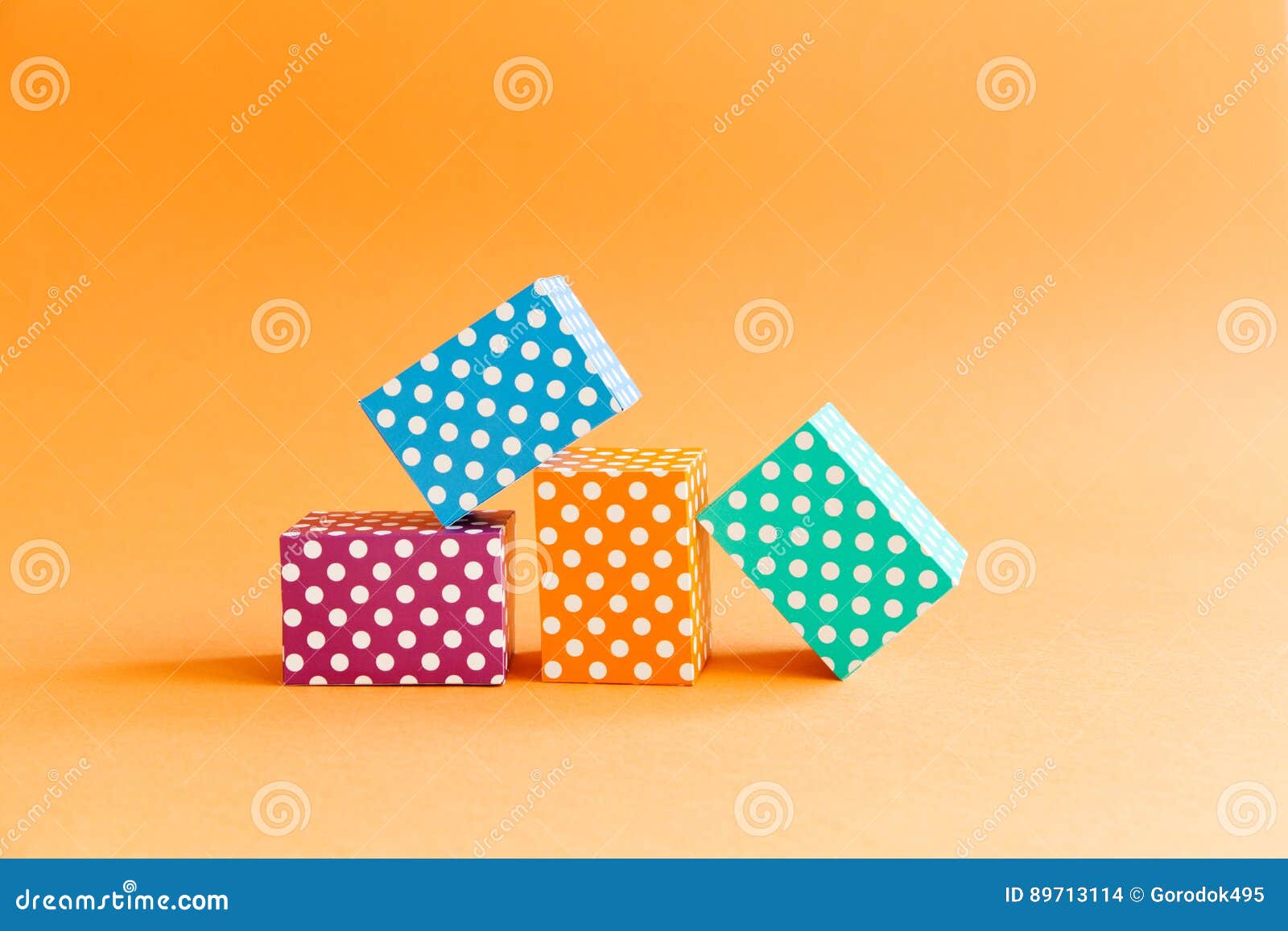 Abstract Colorful Geometric Background Vivid Polka Dots Pattern Cube ...