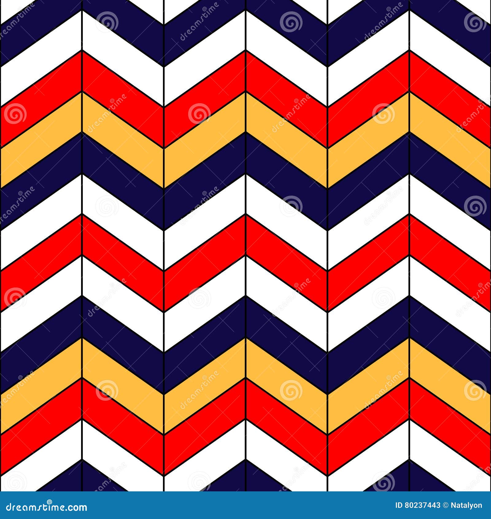 Abstract Colorful Geometric Chevron Seamless Pattern in Blue Red Yellow ...