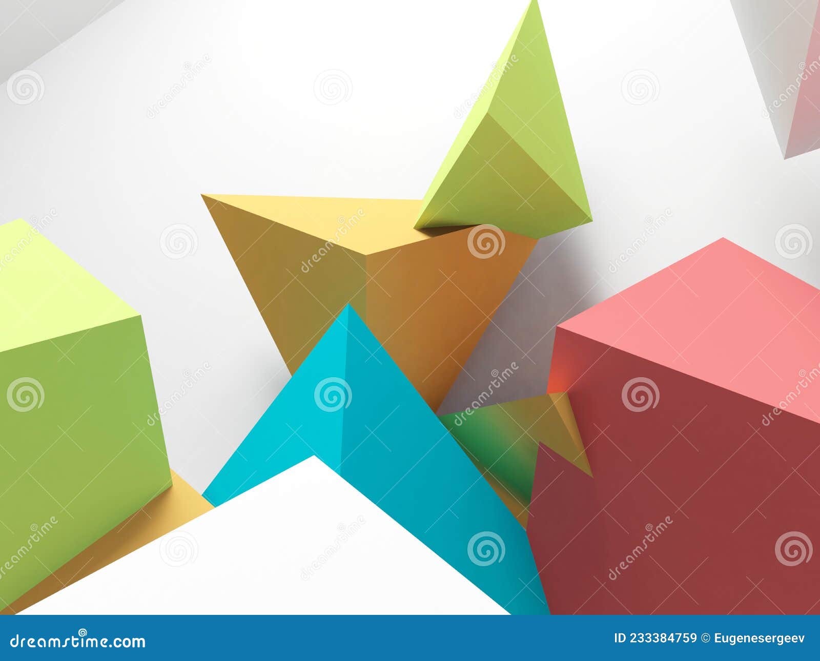 Abstract Colorful Geometric Installation with Soft Shadows, 3d Stock ...