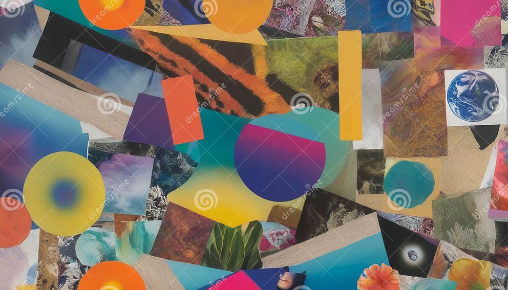 Abstract Colorful Geometric Shapes Collage Stock Photo - Image of ...