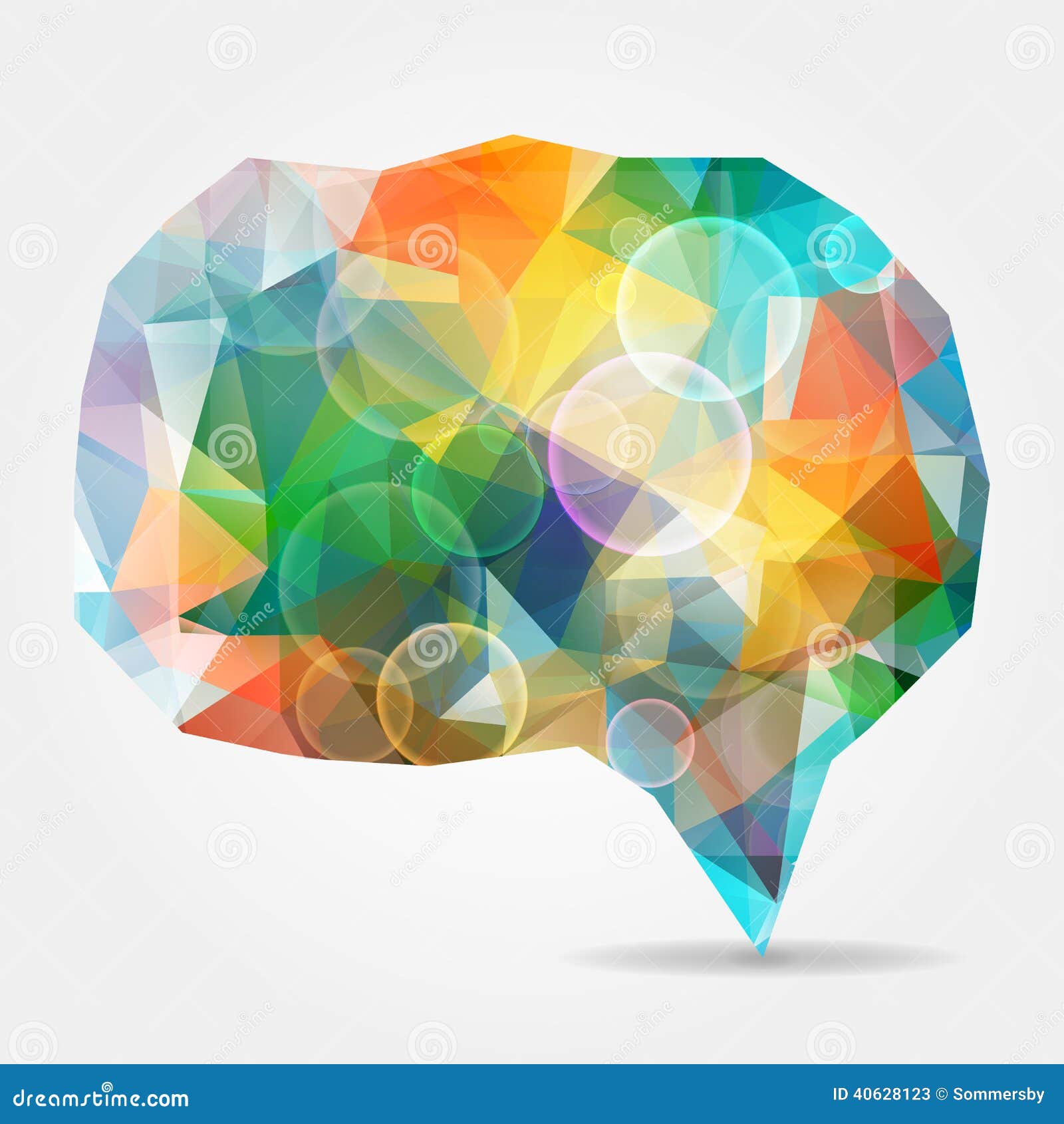 Abstract Colorful Geometric Speech Bubble with Bubbles and Triangular ...