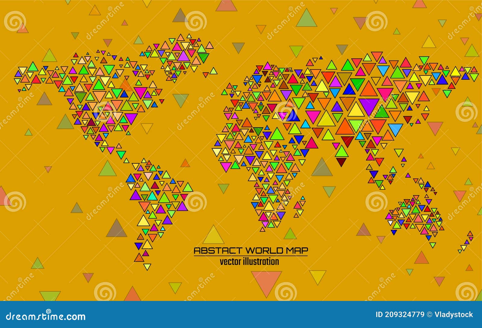 Abstract Colorful Geometric World Map with Triangles Stock Vector ...