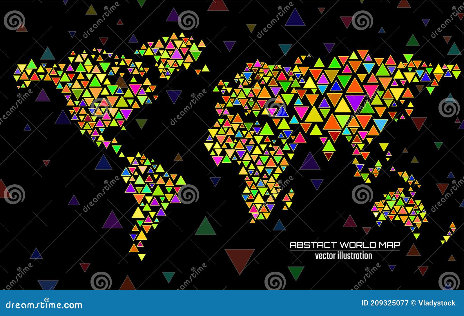 Abstract Colorful Geometric World Map with Triangles. Triangular ...