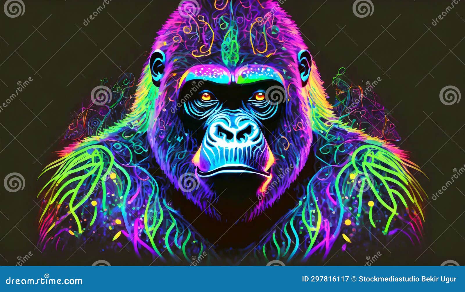 Colorful Gorilla stock illustration. Illustration of colors - 297816117