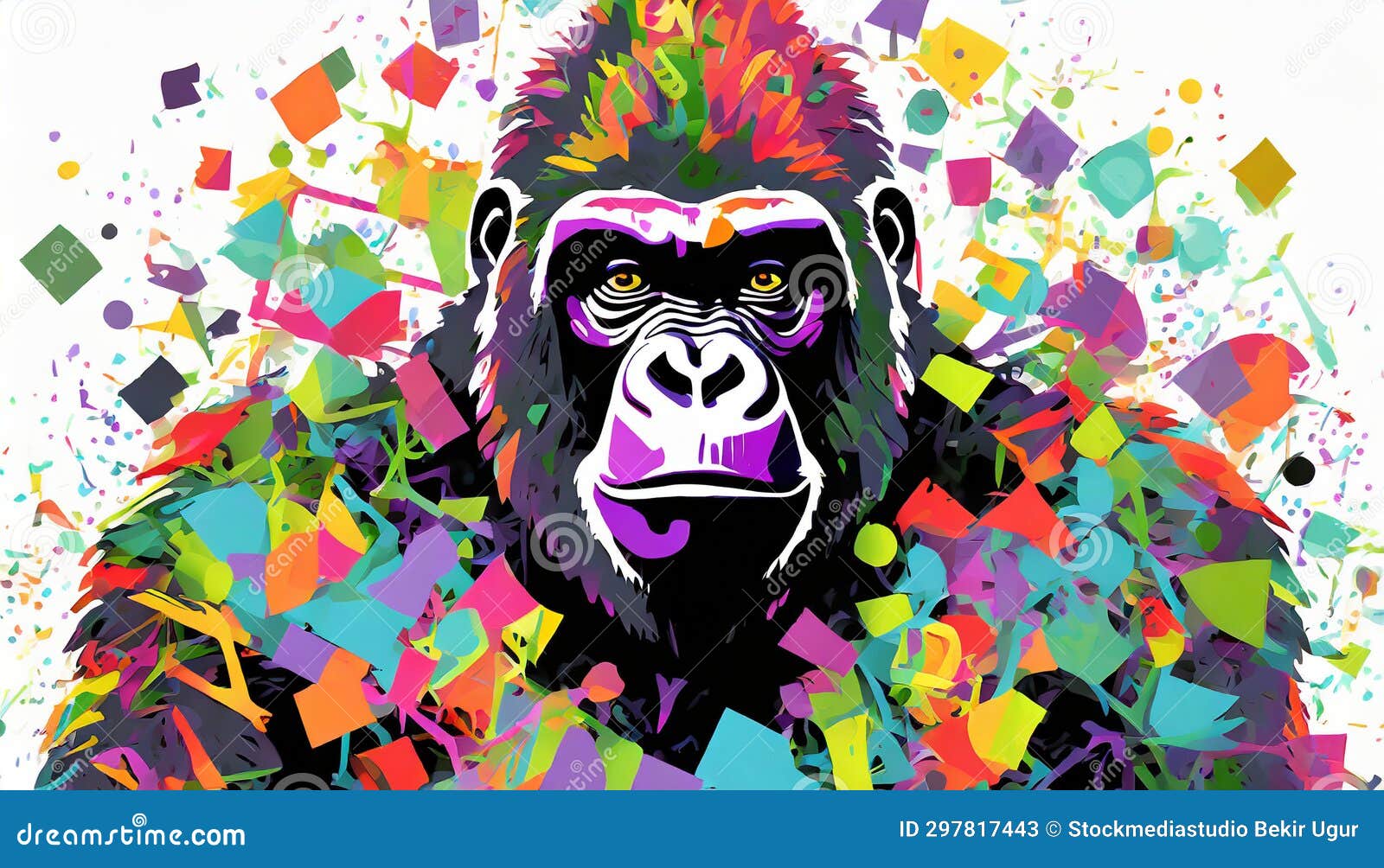 Colorful Gorilla stock illustration. Illustration of safari - 297817443