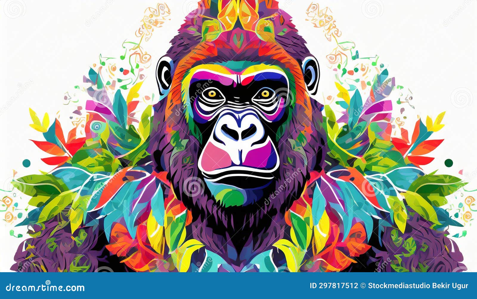 Colorful Gorilla stock illustration. Illustration of color - 297817512