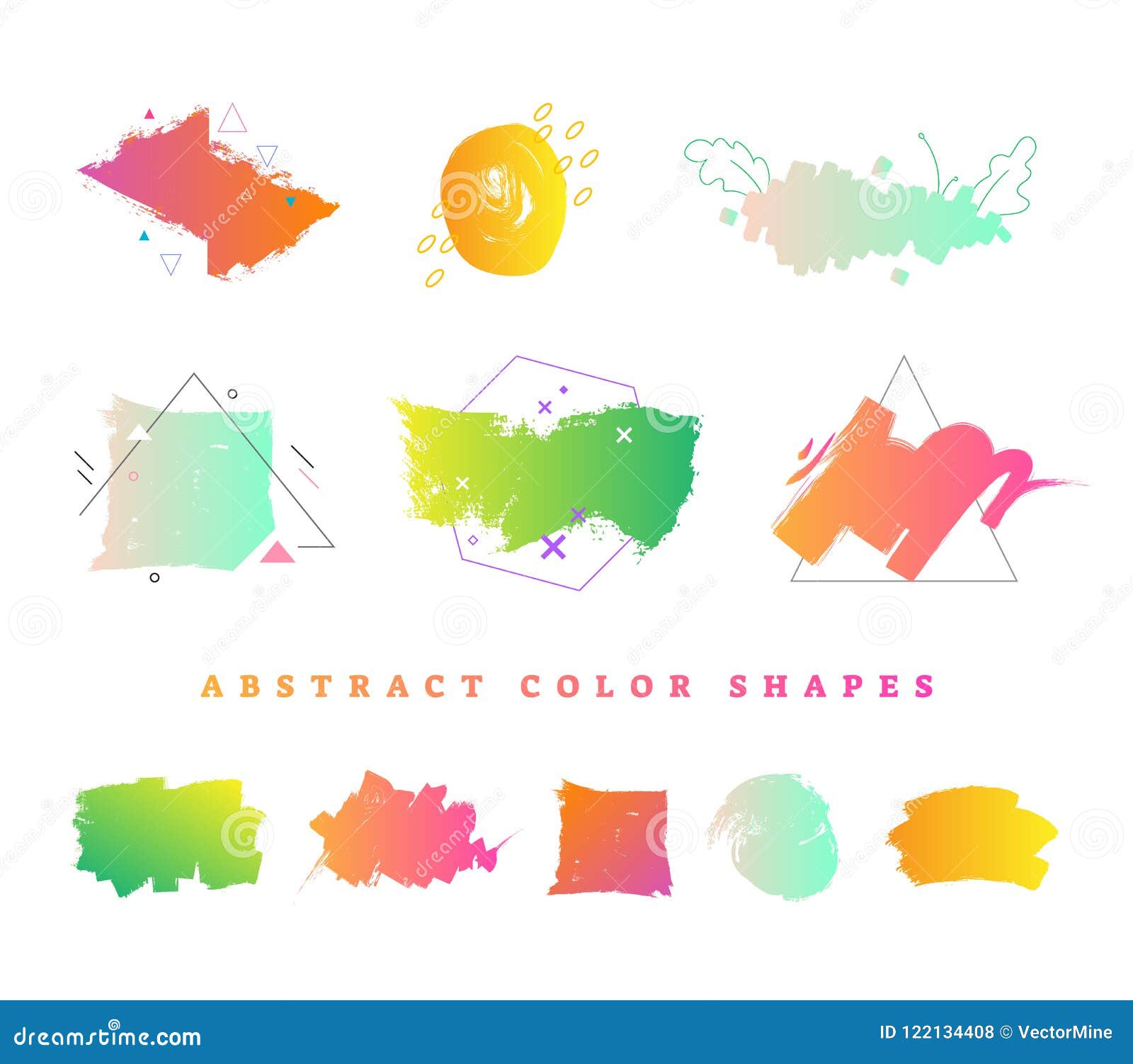 Abstract Colorful Gradient Brush Shapes Vector Collection, Modern ...