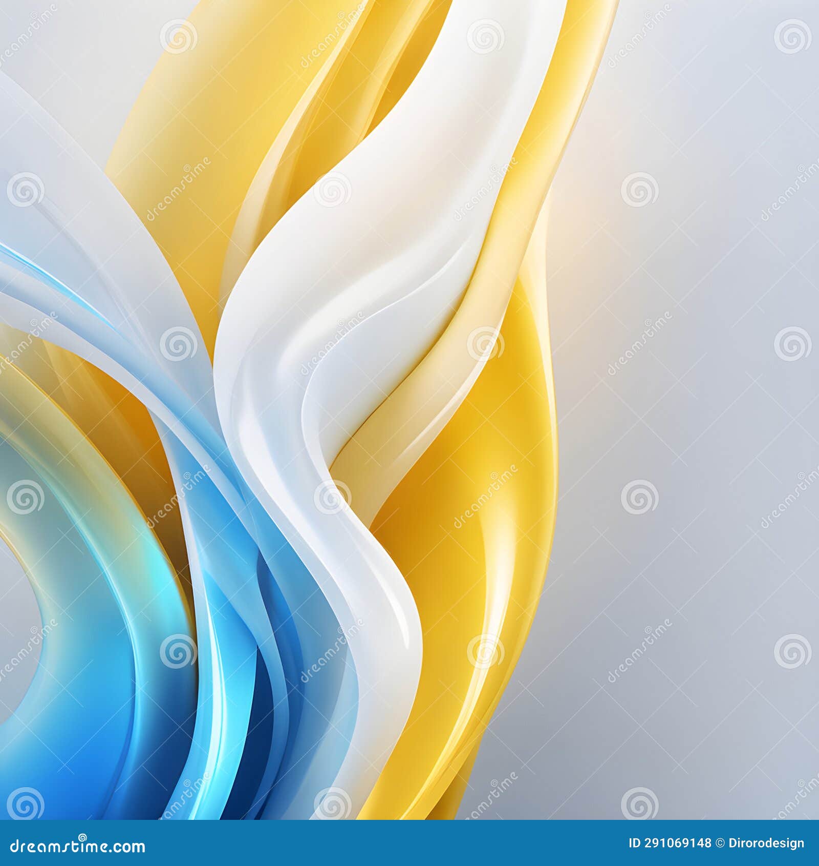 Abstract Colorful Gradient 3d Wave Blue, White and Yellow Background ...