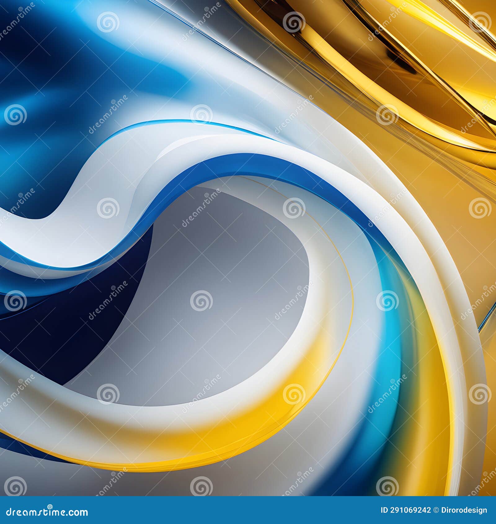 Abstract Colorful Gradient 3d Wave Blue, White and Yellow Background ...