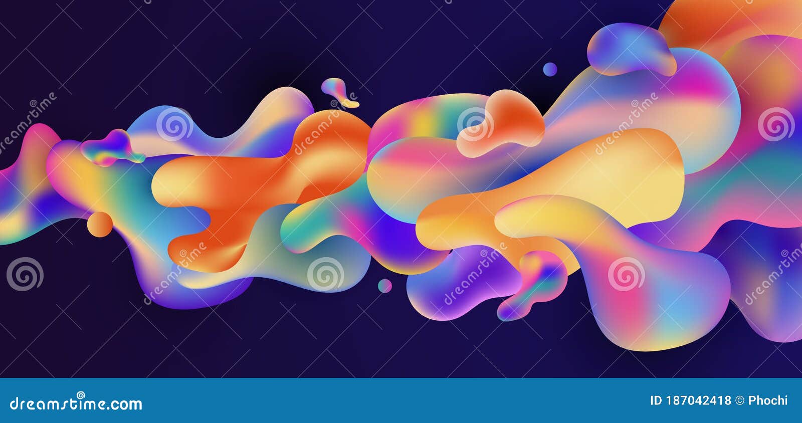 Abstract Colorful Gradient Fluid Shape Flowing on Blue Background Stock ...