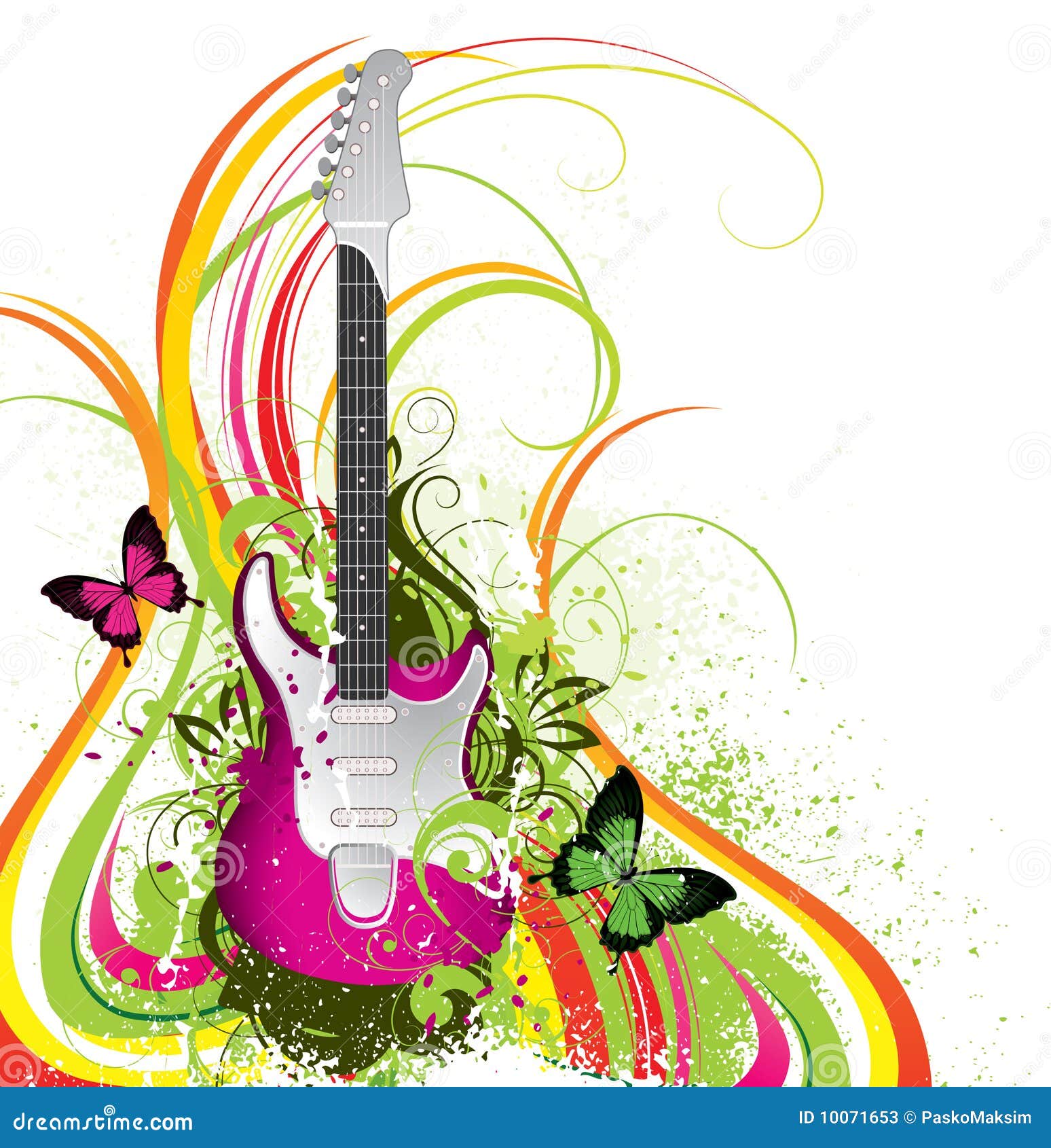 Abstract colorful guitar stock vector. Illustration of fancy - 10071653