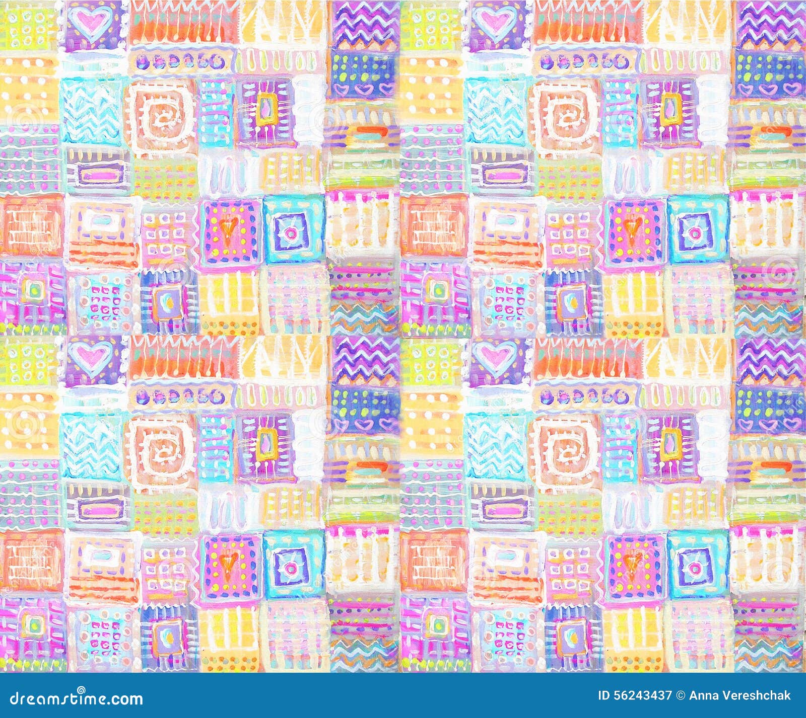 Abstract Colorful Hand Drawn Squares Background Stock Image - Image of ...