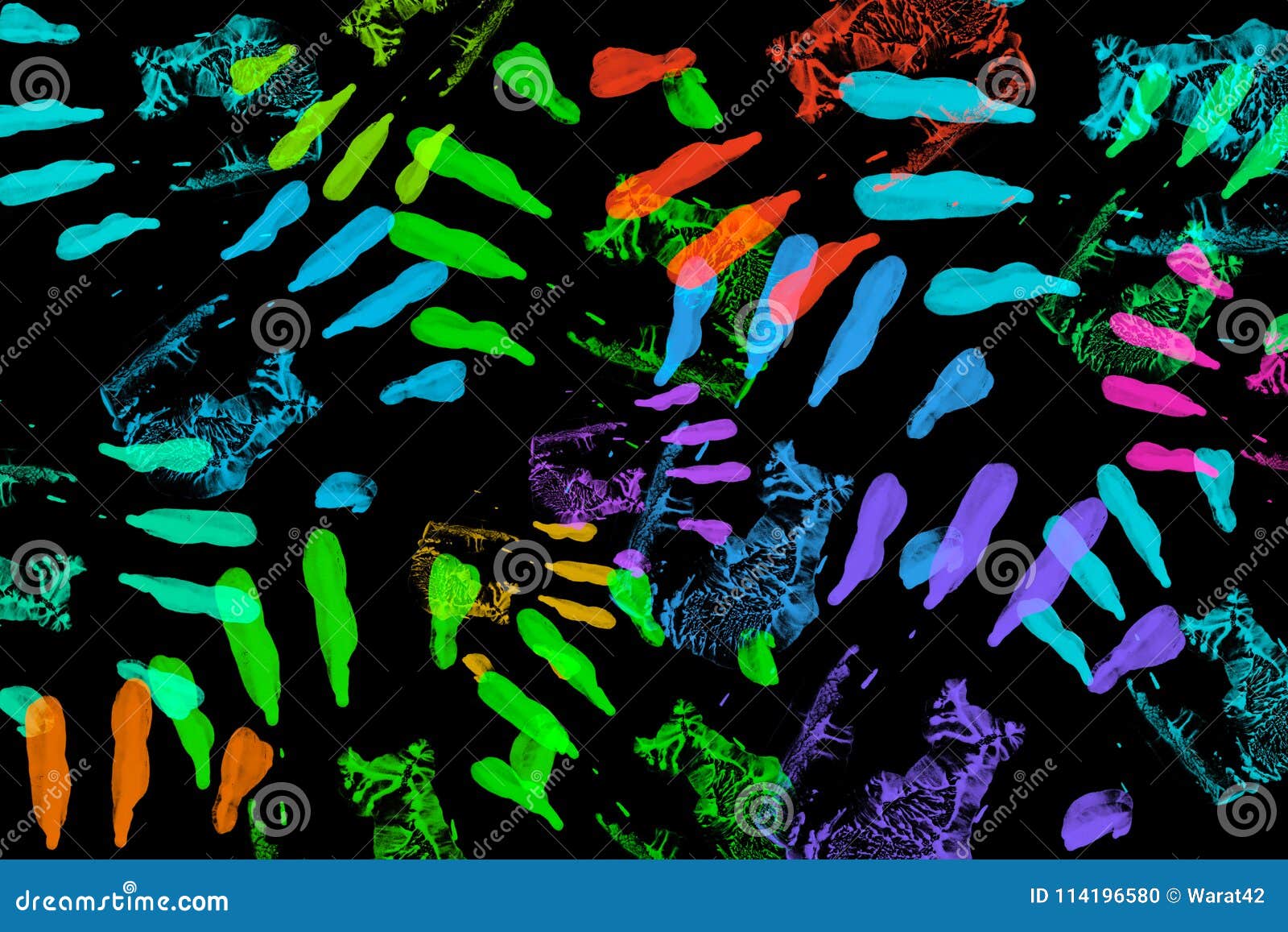 Abstract Colorful Handprint Isolated on Black Background Stock ...
