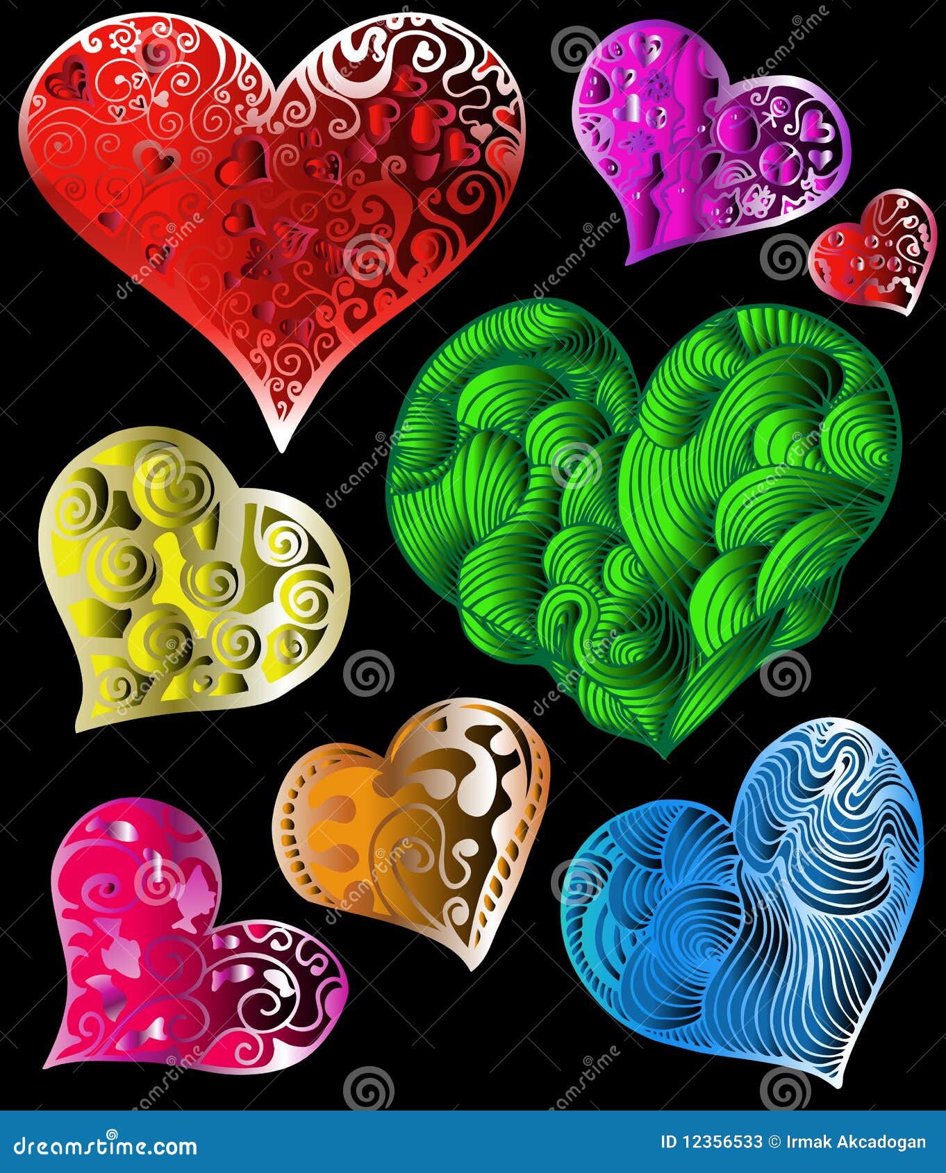 Abstract colorful hearts stock illustration. Illustration of love ...