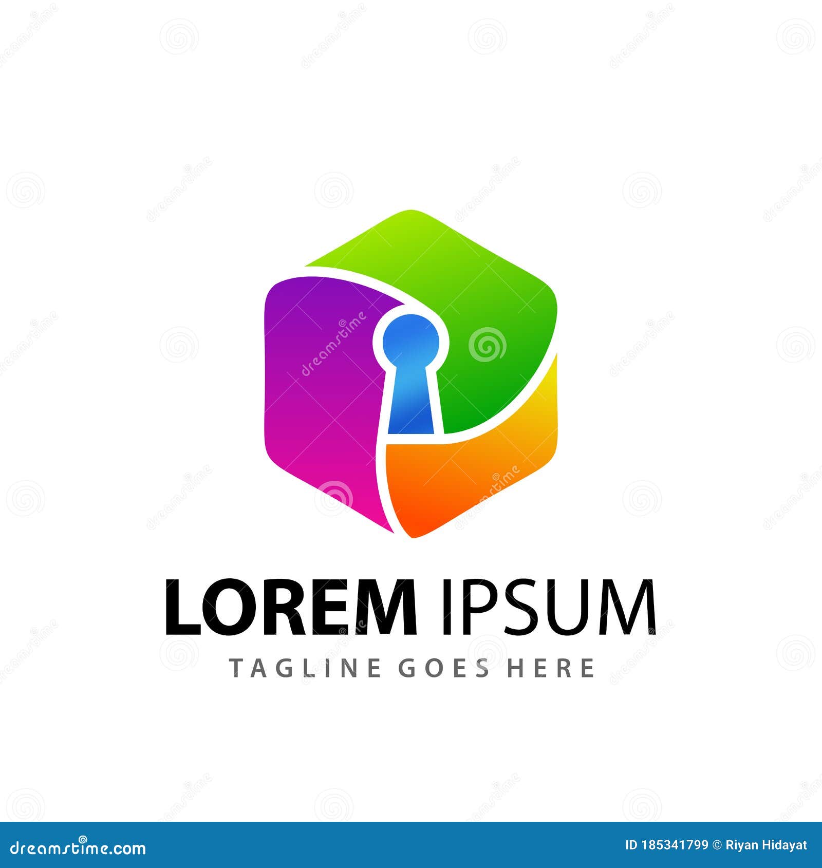 Abstract Colorful Hexagon Key Lock Logo Design Template Premium Vector ...