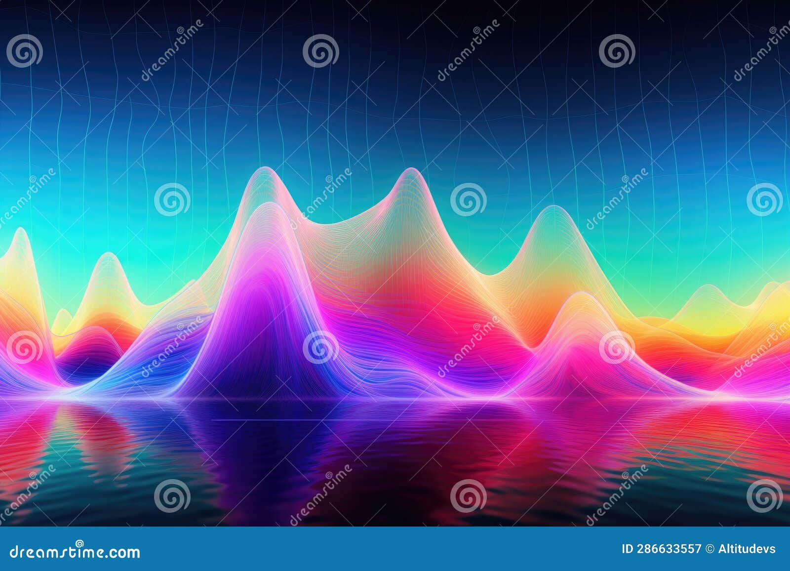 Abstract Colorful Holographic Light Waveforms Stock Illustration ...