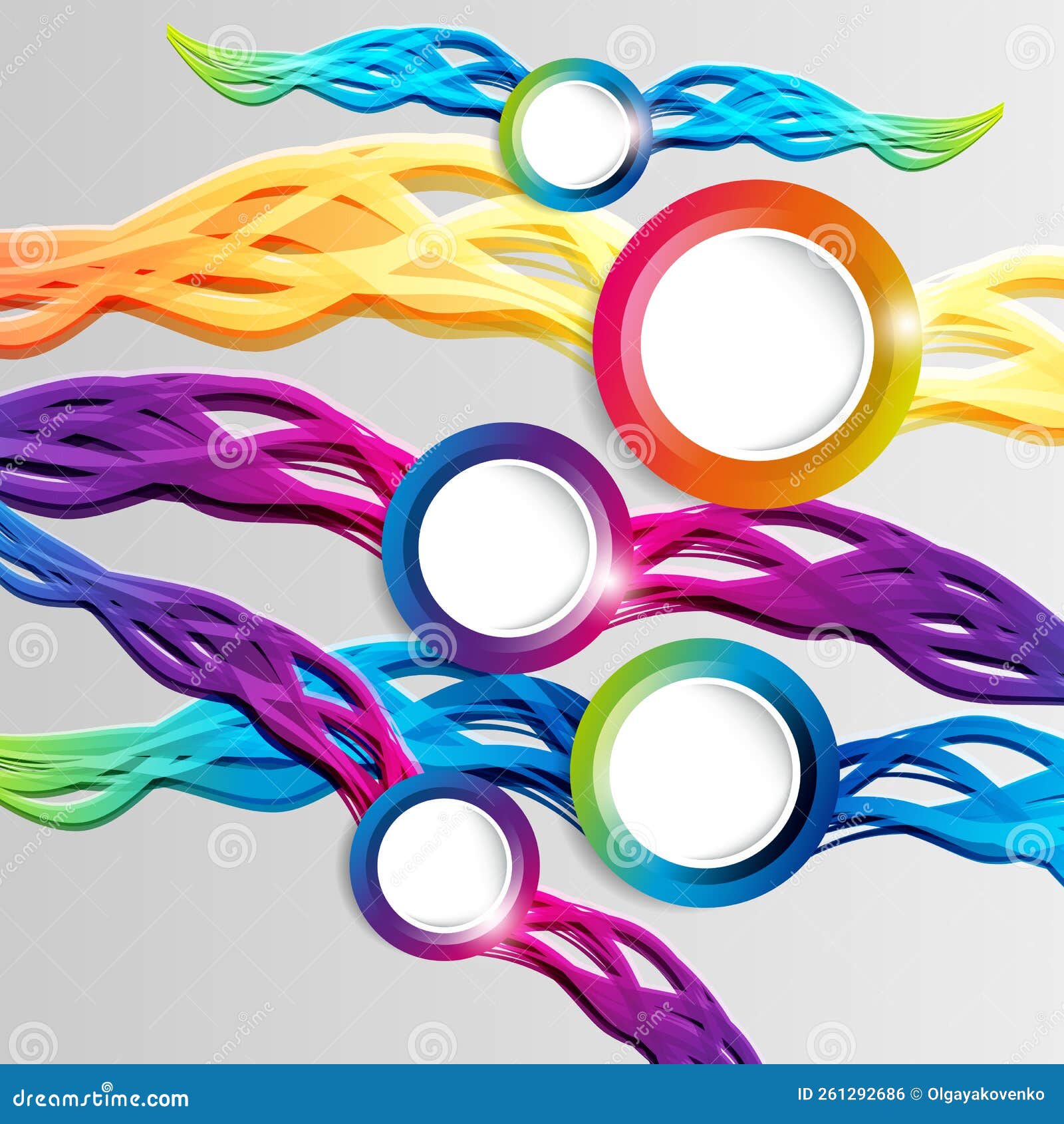 Abstract Colorful Hoop Circle Frames with Tails on a Light Background ...