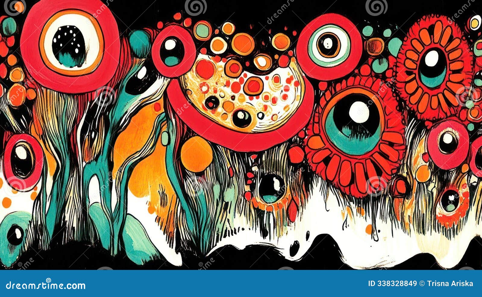 Abstract Colorful Illustration Featuring Whimsical Shapes and Patterns ...