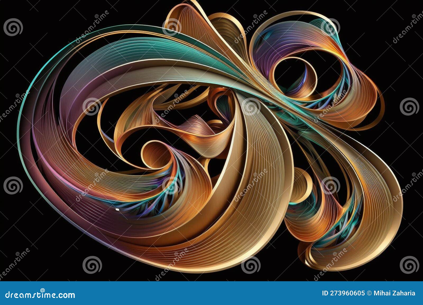 Abstract Colorful Illustration of a Twirling and Twisted Dynamic Shape ...