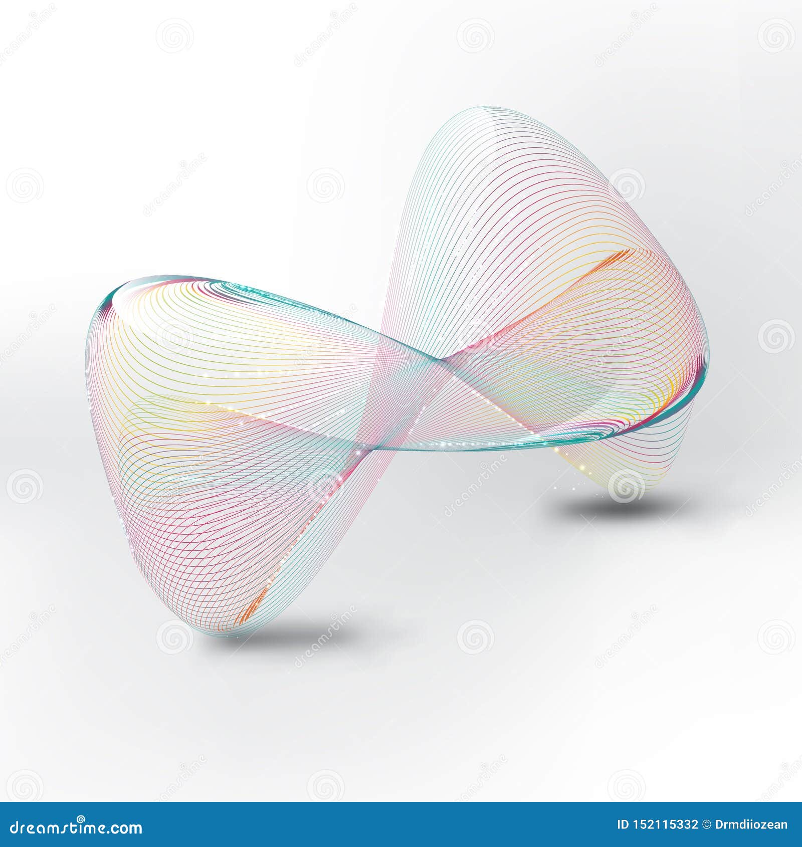 Abstract Colorful Infinity Wave Mesh 3D Look on White Background. Stock ...