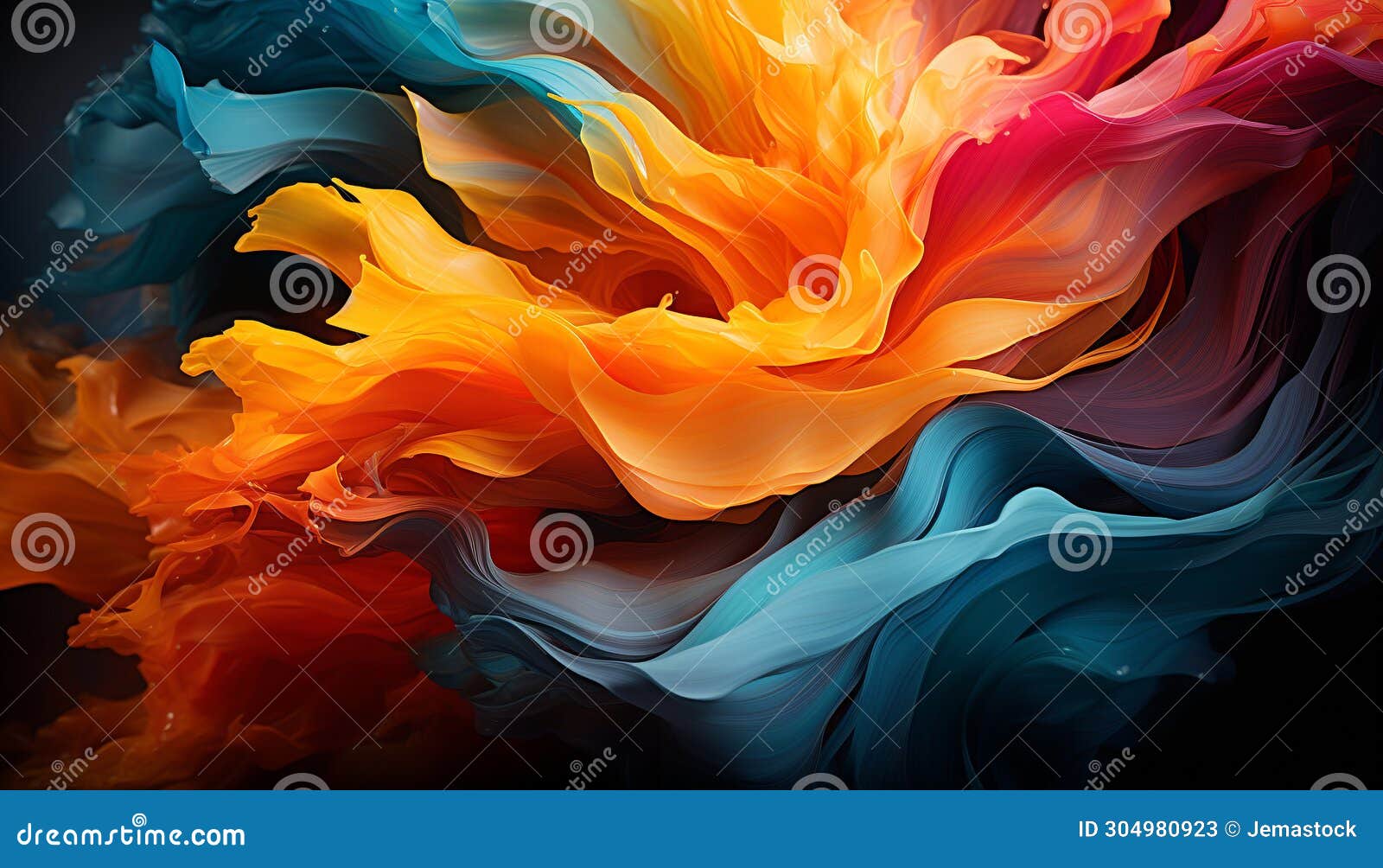 Abstract Colorful Ink Backdrop with Nature Illustration Generated by AI ...