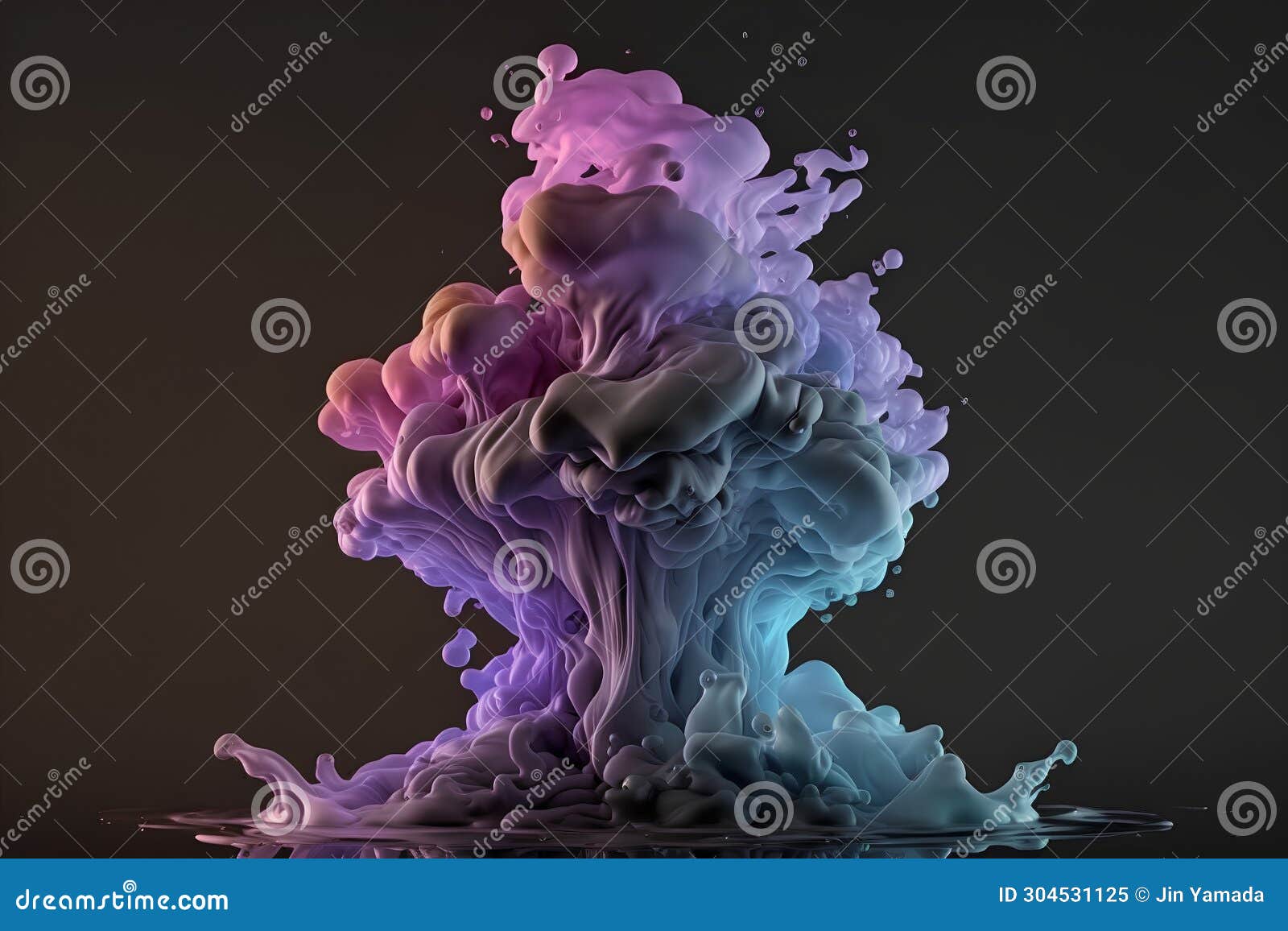 Abstract Colorful Ink Splash Isolated on Black Background. 3d Render ...