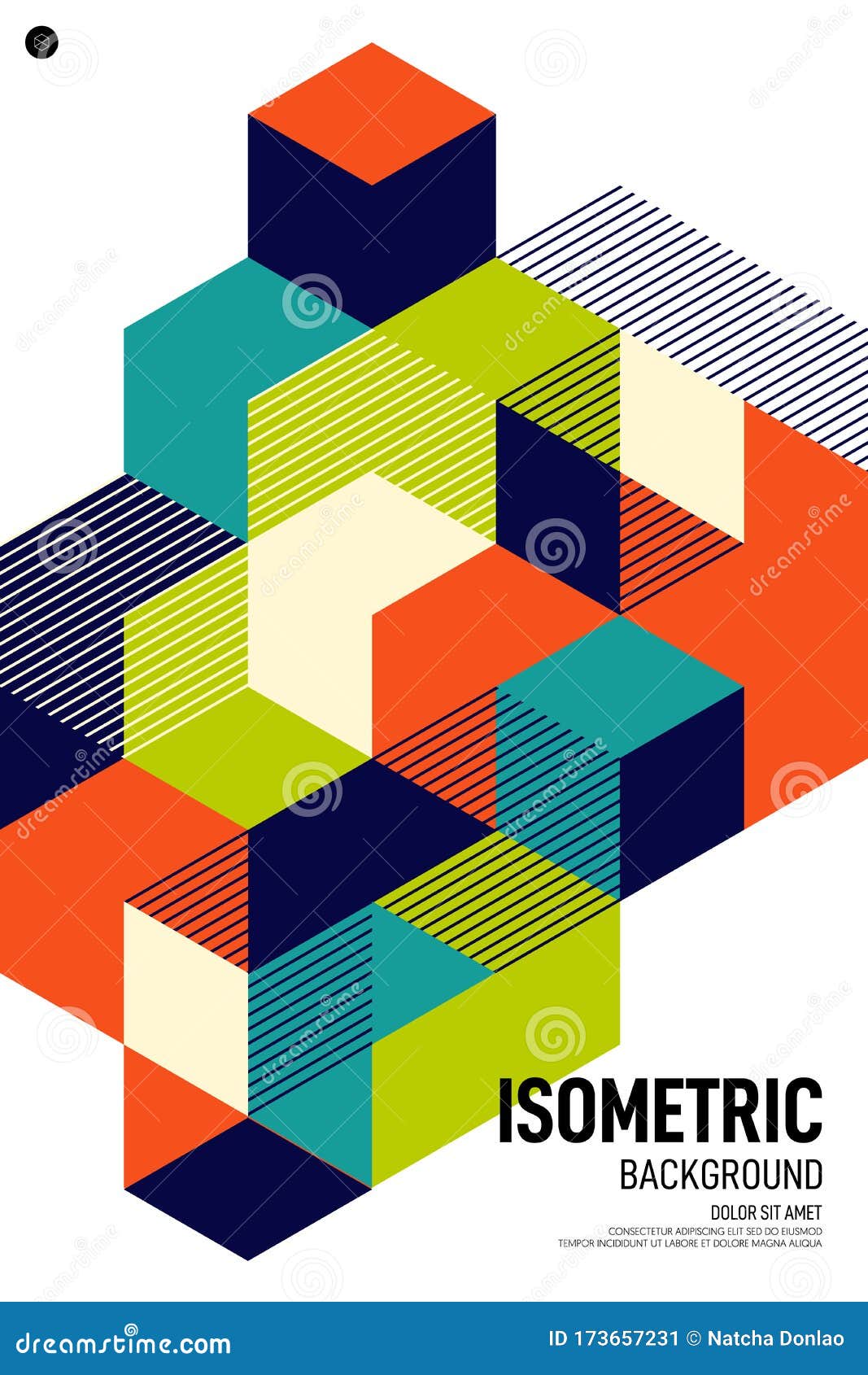 Abstract Colorful Isometric Geometric Shape Layout Poster Background ...