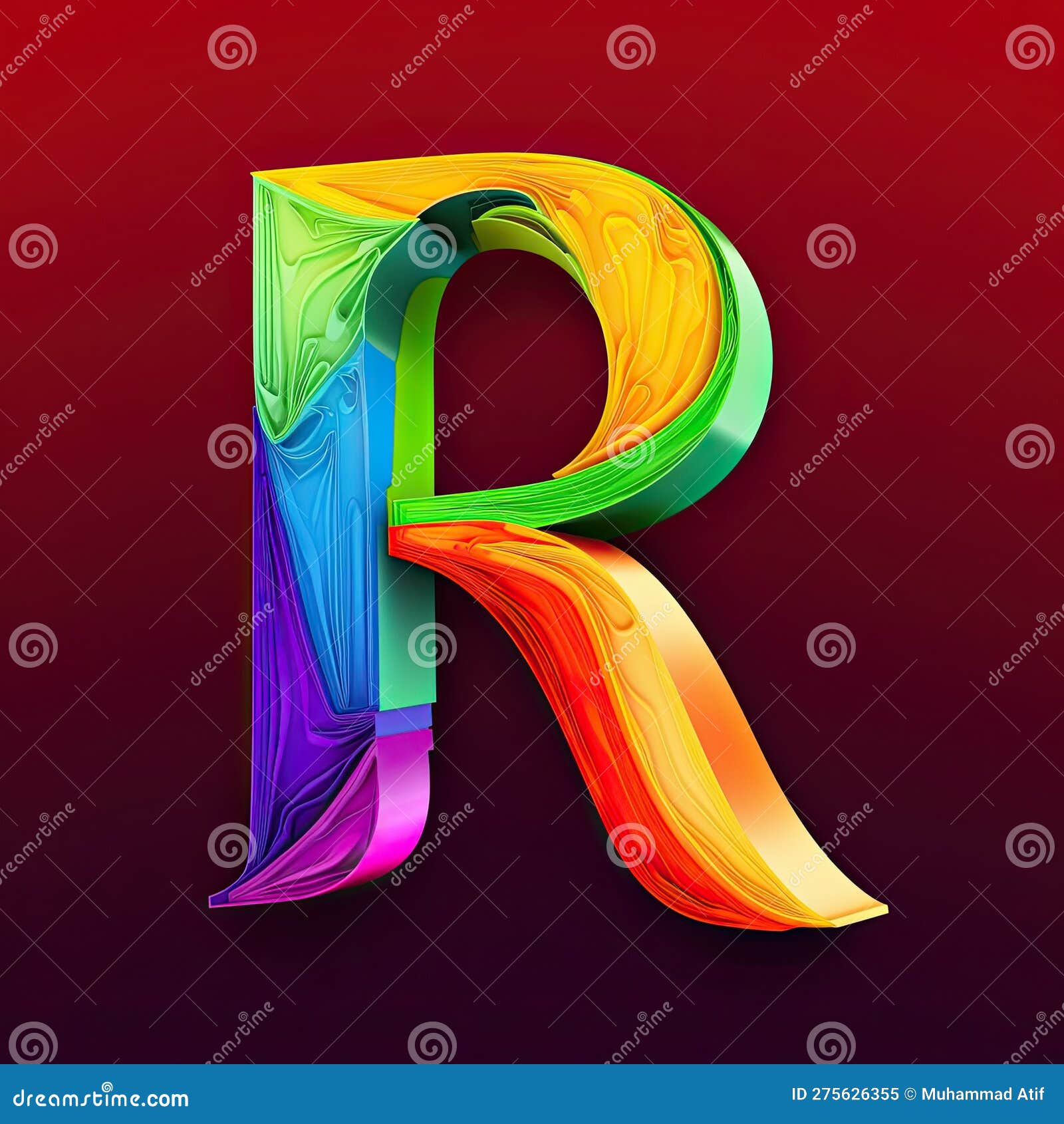 Abstract Colorful Letter R on White Background Stock Image ...
