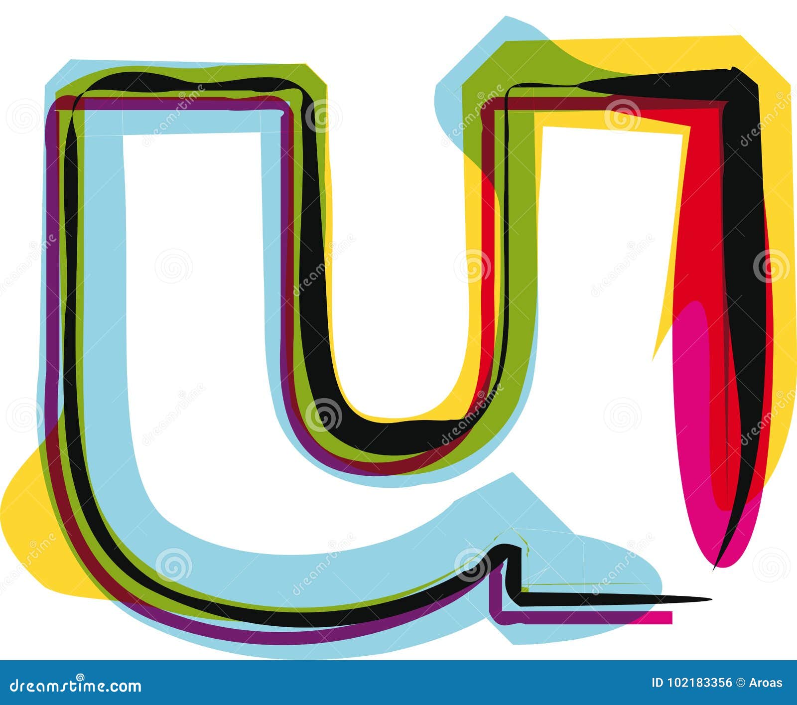 Abstract colorful Letter u stock vector. Illustration of scratch ...