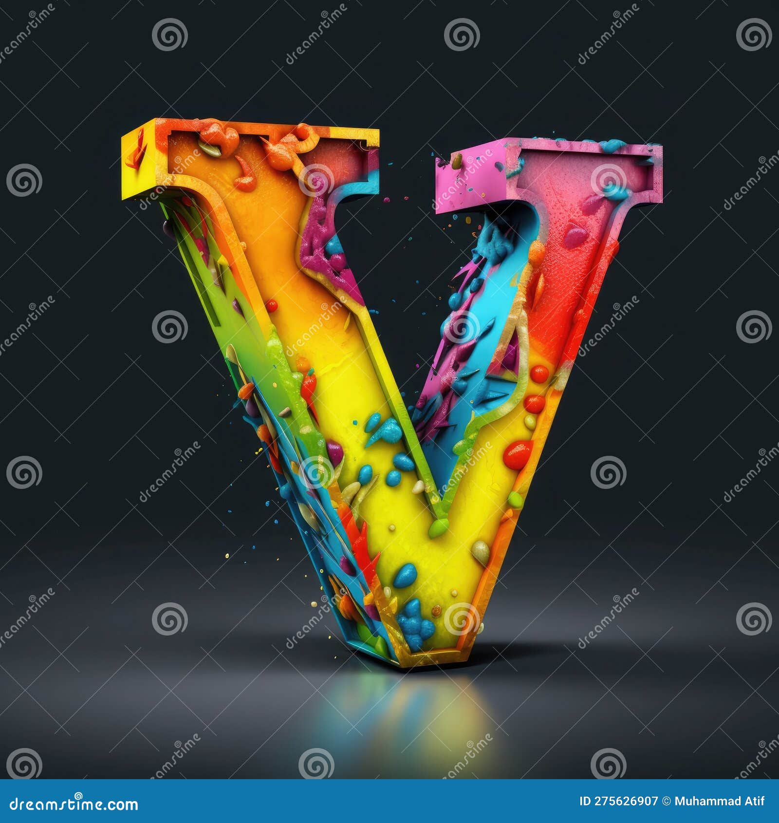 Abstract Colorful Letter V on White Background Stock Image ...