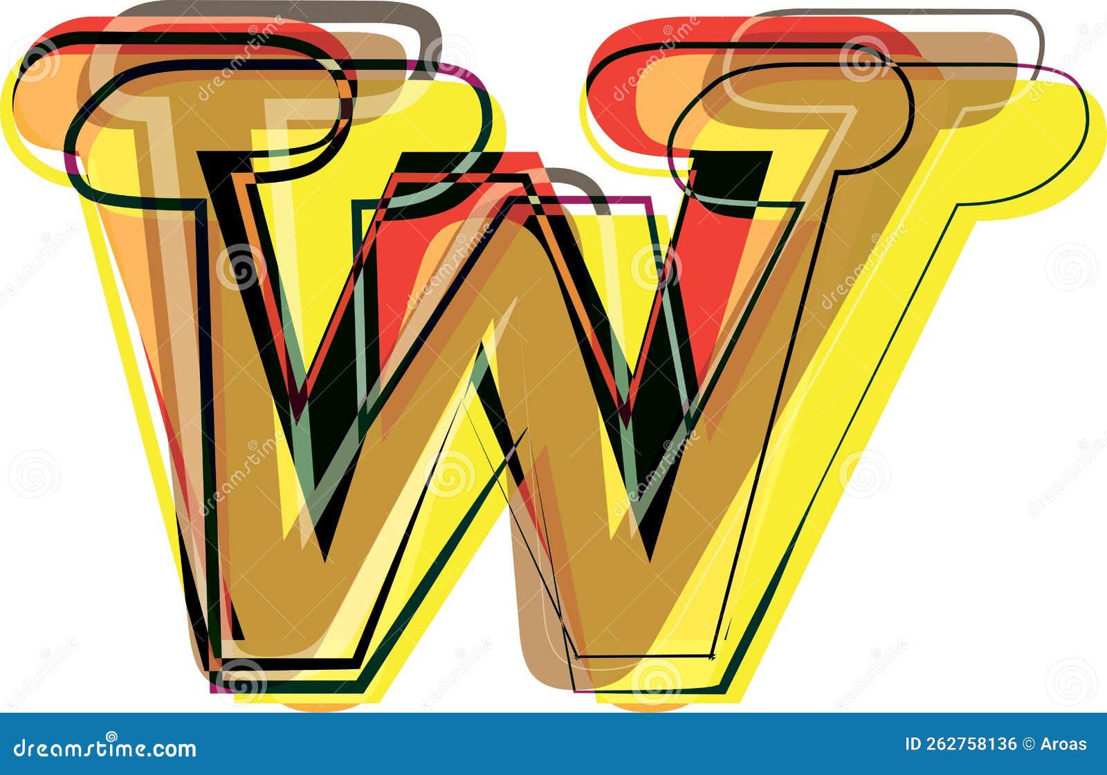 Abstract Colorful Letter w stock vector. Illustration of freehand ...