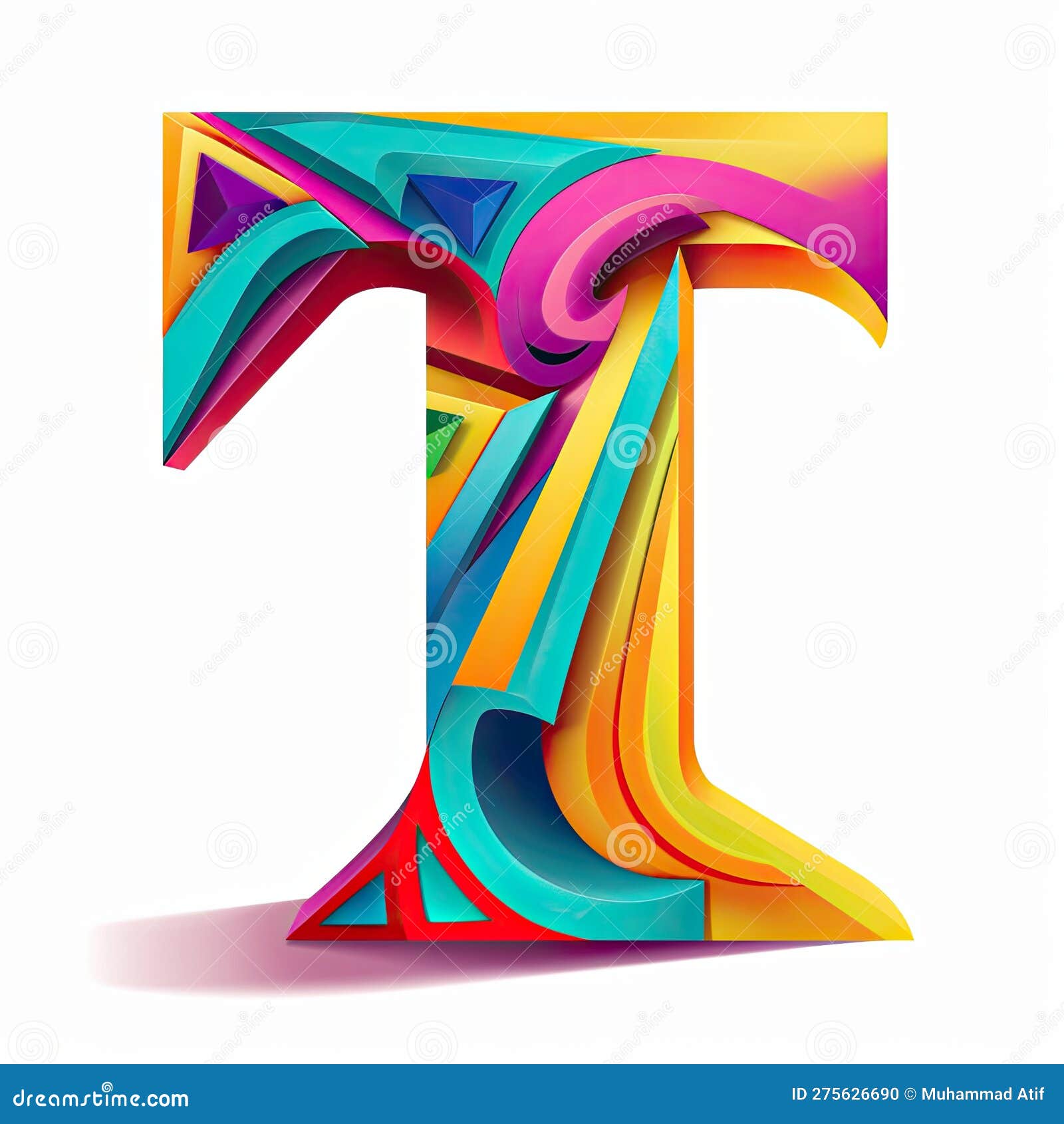 Abstract Colorful Letter T on White Background Stock Photo ...