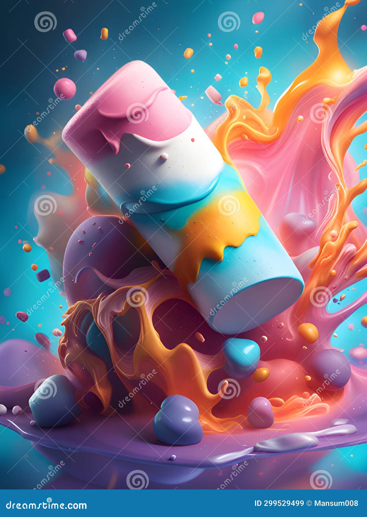 Abstract Colorful Liquid Splash Background with Marshmallow Stock ...