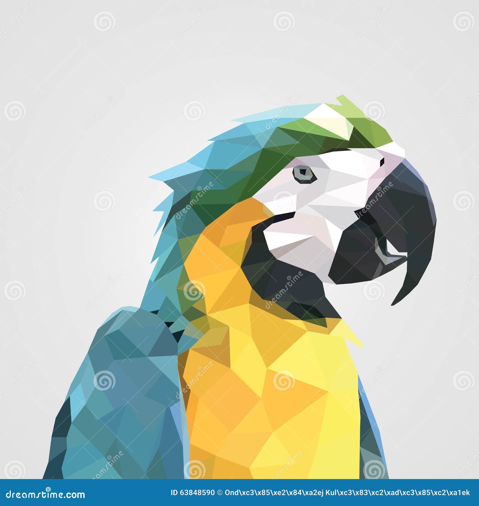 Abstract Colorful Low Polygon Macaw Parrot Head. Vector Illustration ...