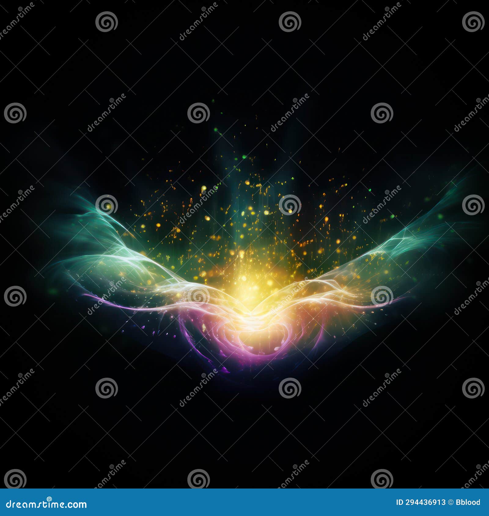 Abstract Colorful Magic Shine on Black Background. Glowing Particles ...