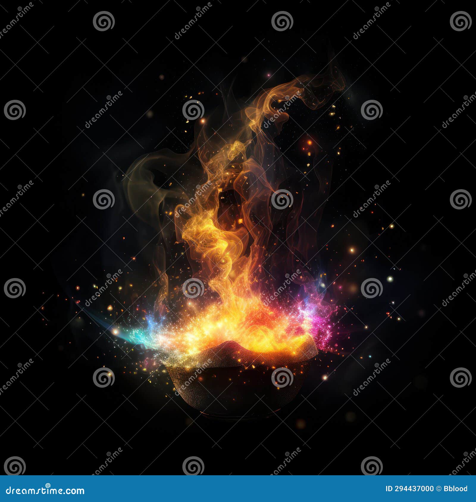 Abstract Colorful Magic Shine on Black Background. Glowing Particles ...