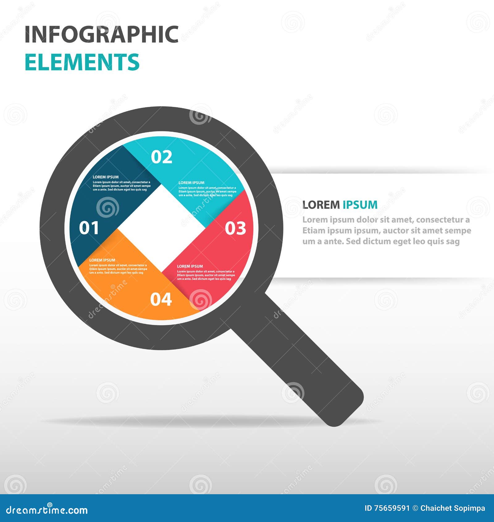 Abstract Colorful Magnifier Business Infographics Elements ...