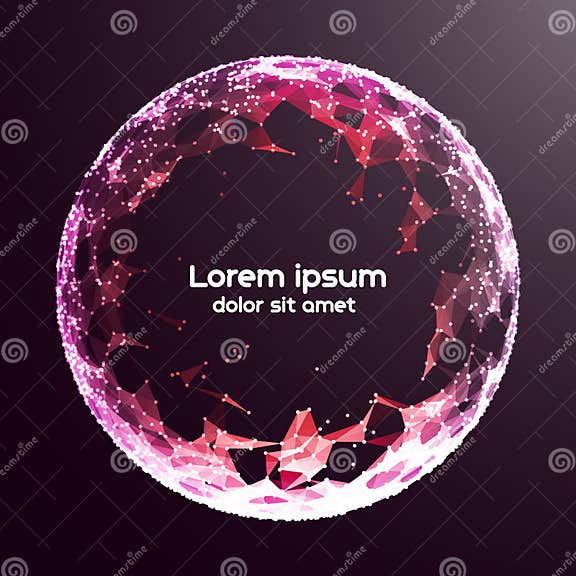 Abstract Colorful Mesh Sphere On Black Background Big Data Plexus Effec Stock Illustration