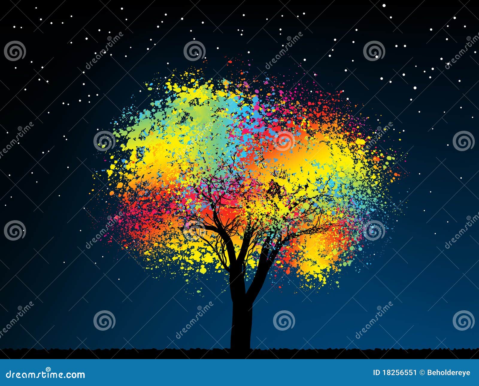 Abstract Colorful Midnight Tree. EPS 8 Stock Vector - Illustration of ...