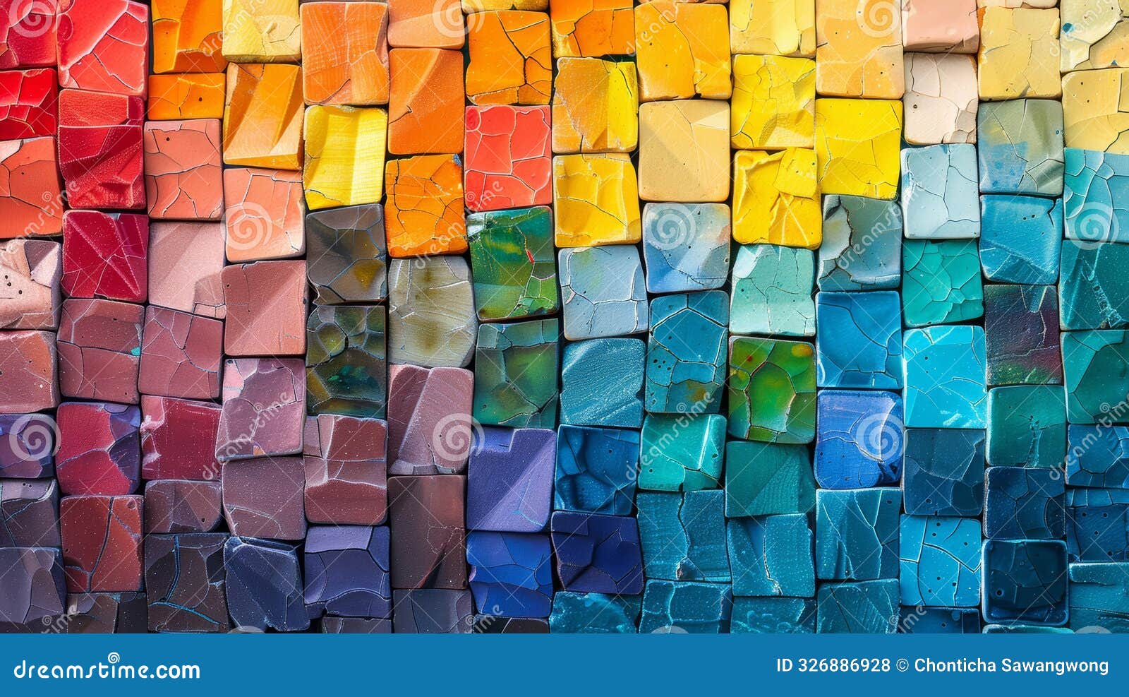 Abstract Colorful Mosaic Pattern of Square Tiles Arranged in a Gradient ...